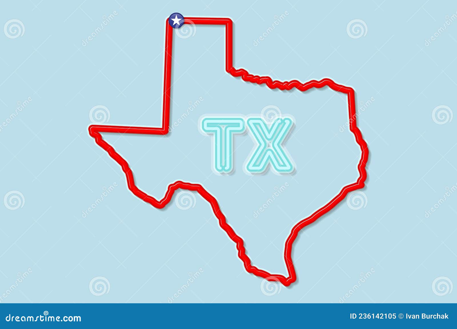 Texas US State Bold Outline Map. Vector Illustration Stock Illustration ...
