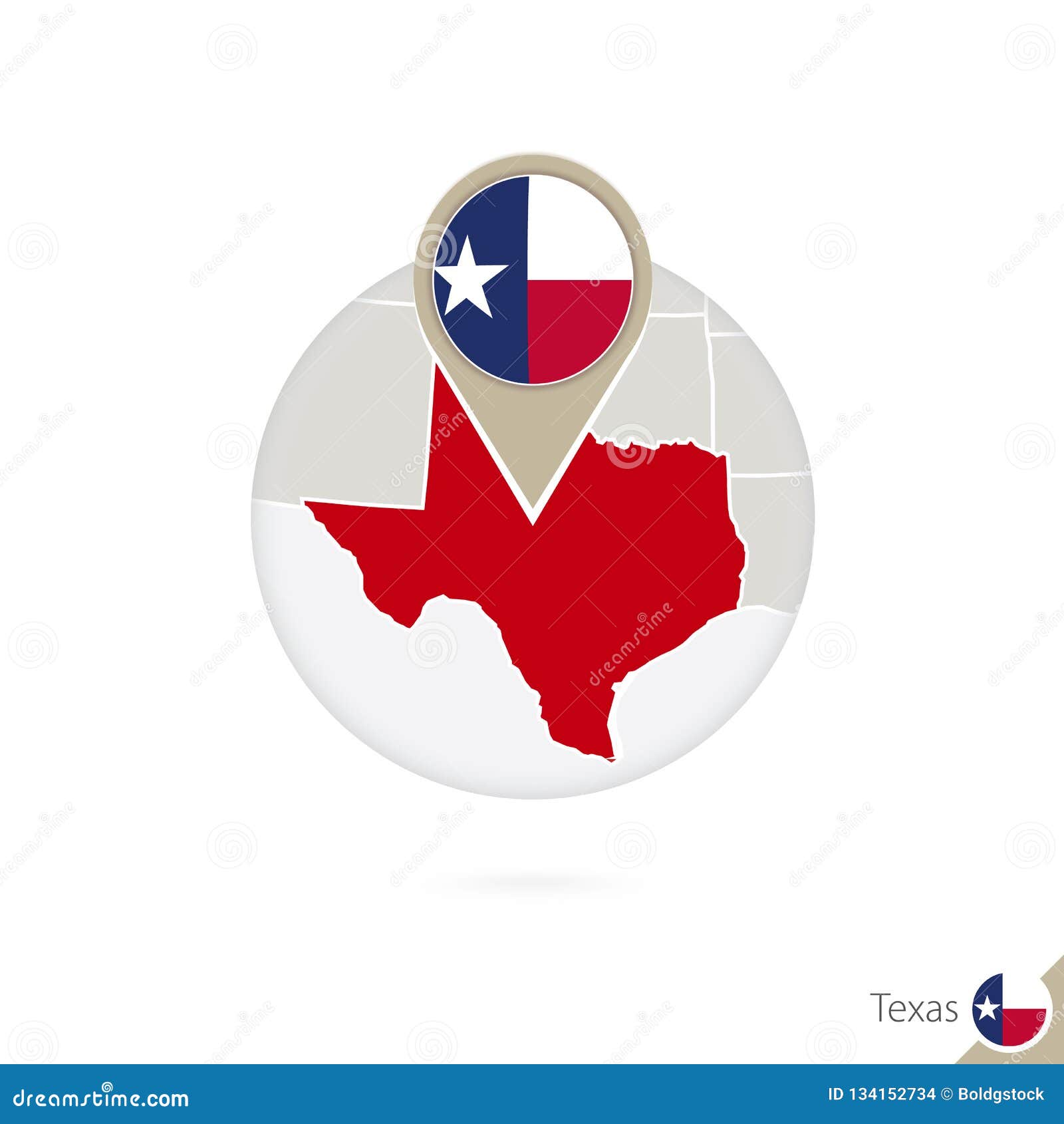 Texas US State Map and Flag in Circle. Map of Texas, Texas Flag Pin ...