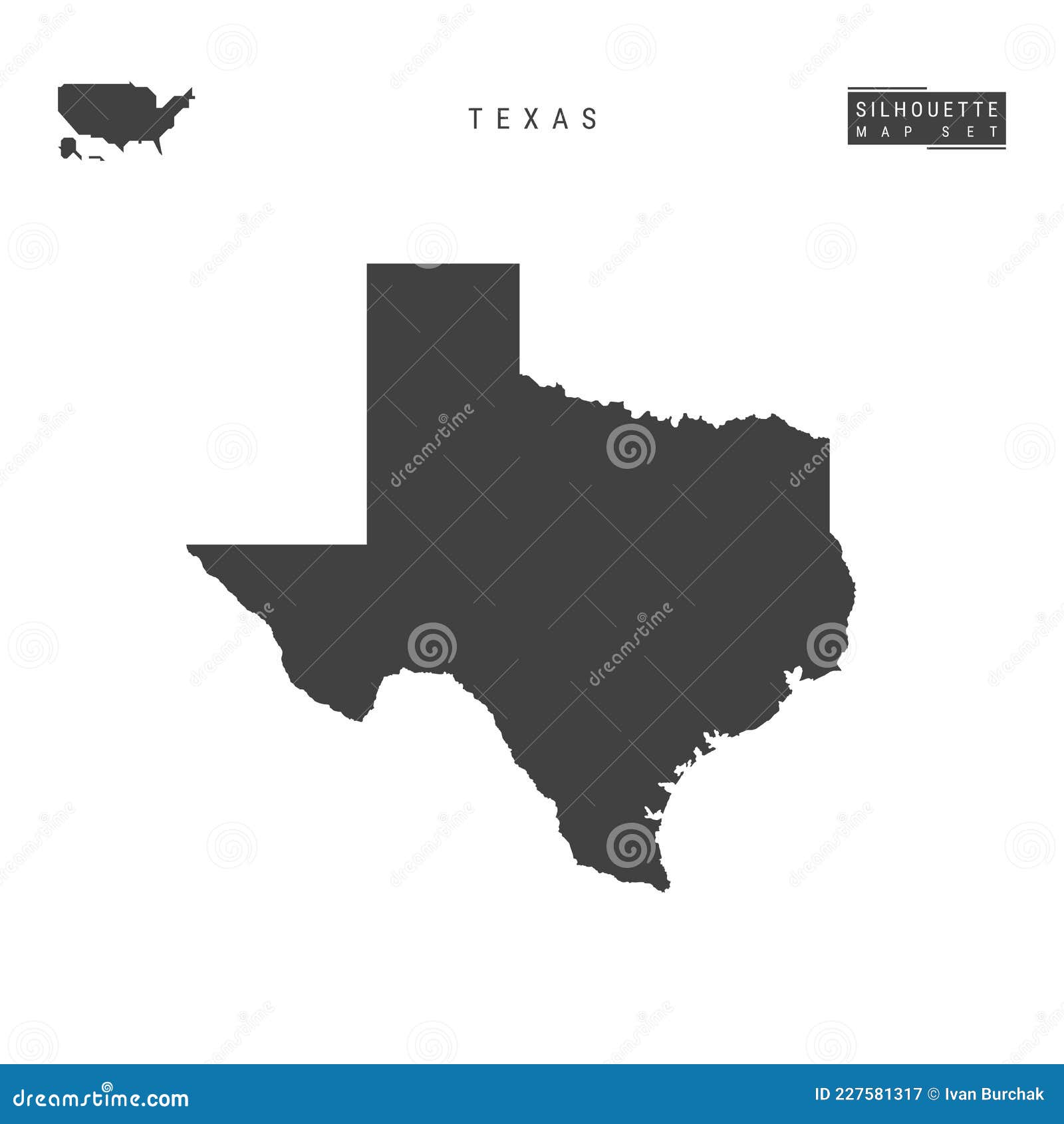 Texas US State Vector Map Isolated on White Background. High-Detailed ...