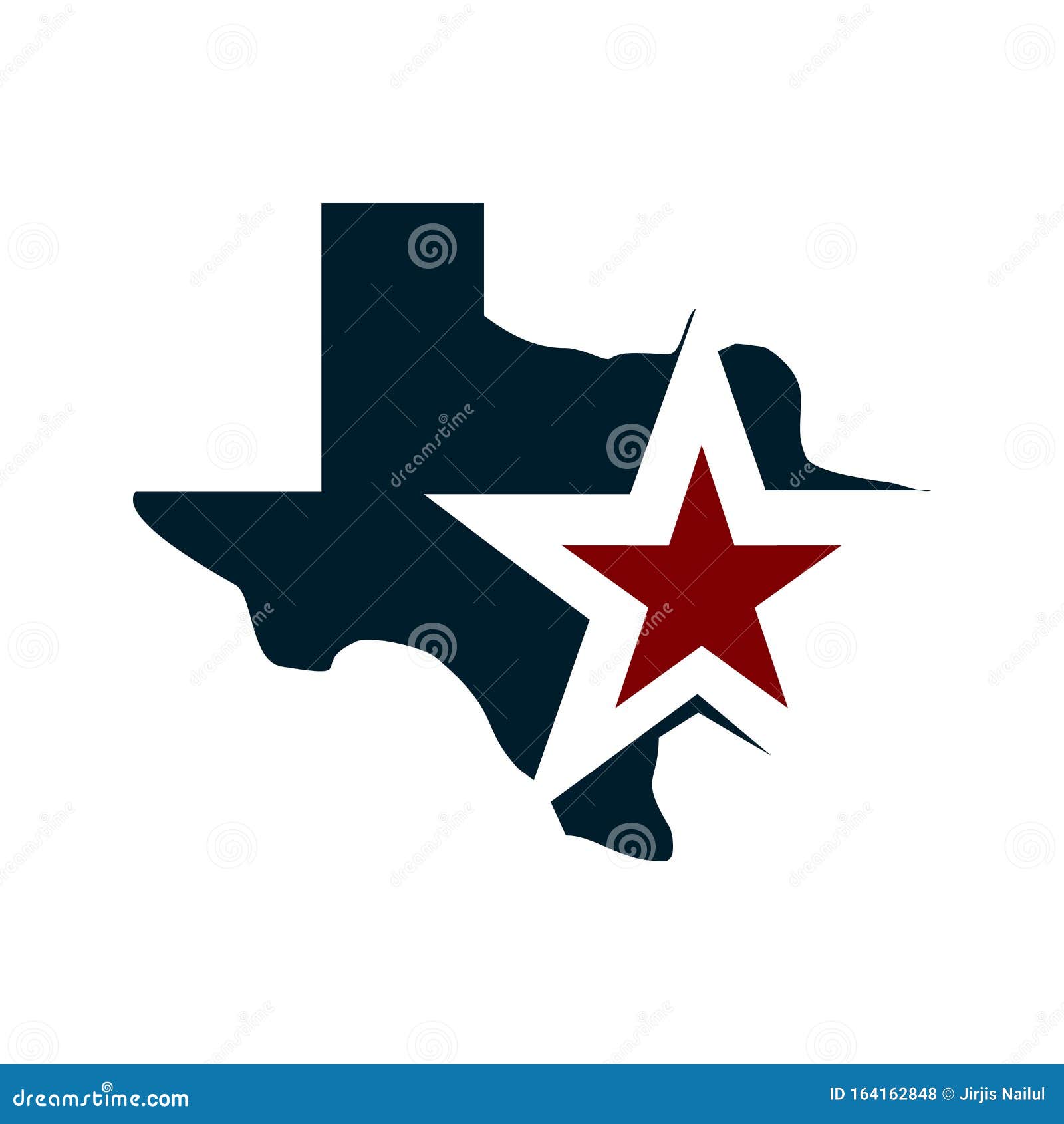 Texas Vector Map with Star in Blue and Red Flags Color Stock Vector ...