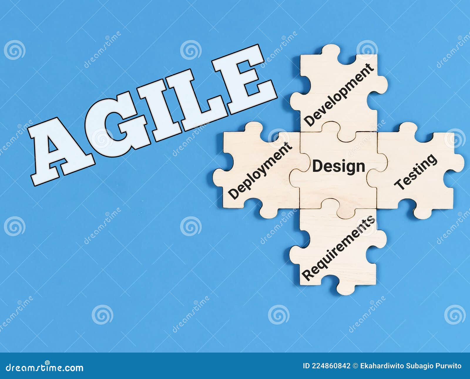 Text Agile on Blue Background with Jigsaw Puzzle Pieces. Stock Photo ...