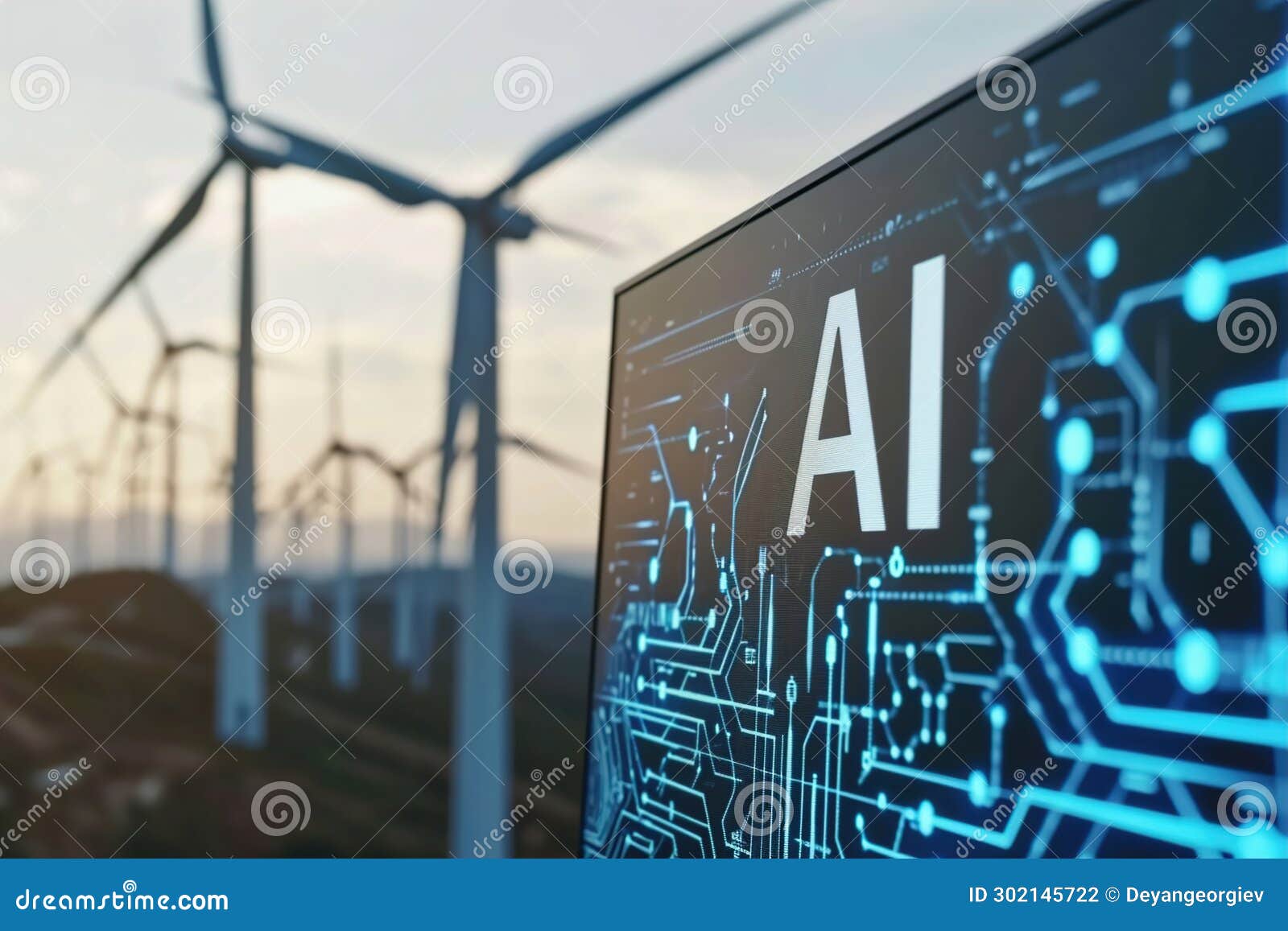 Text AI Displayed On Computer Control Panel Screen, Many Wind ...