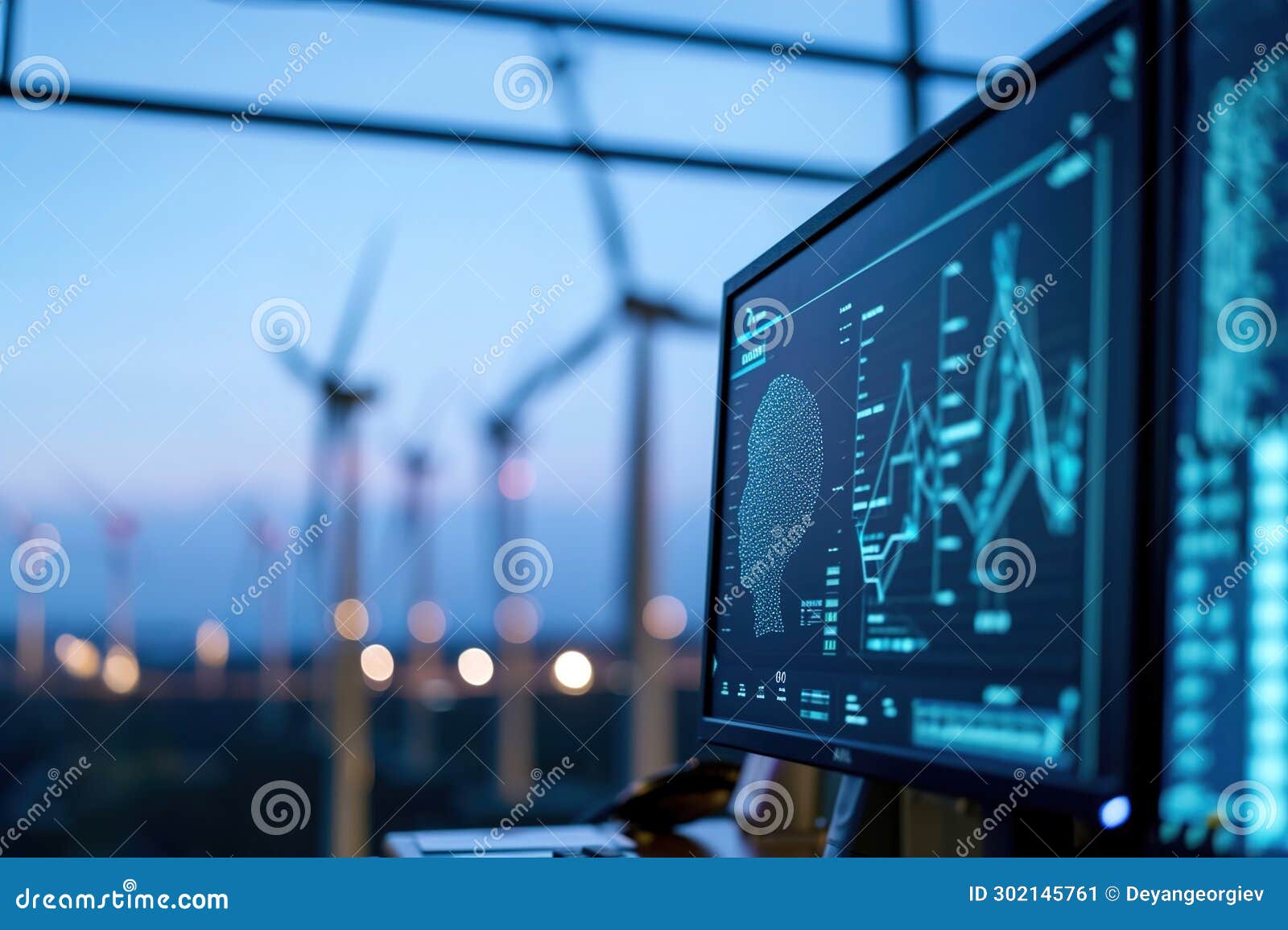 Text AI Displayed On Computer Control Panel Screen, Many Wind ...