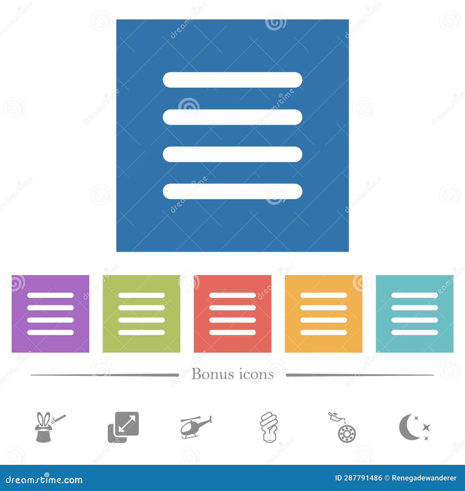 Text Align Justify Flat White Icons in Square Backgrounds Stock Illustration - Illustration of ...