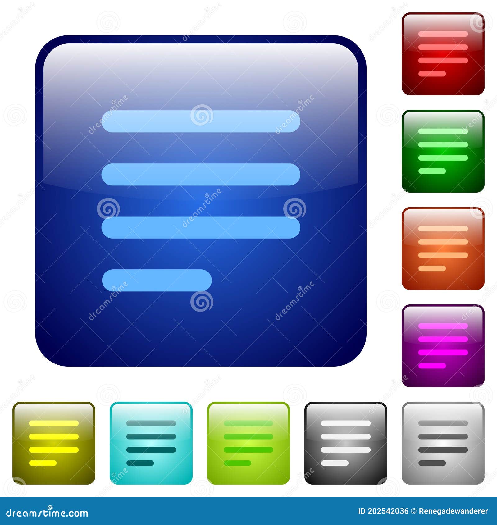 Text Align Justify Last Row Left Color Square Buttons Stock Vector ...