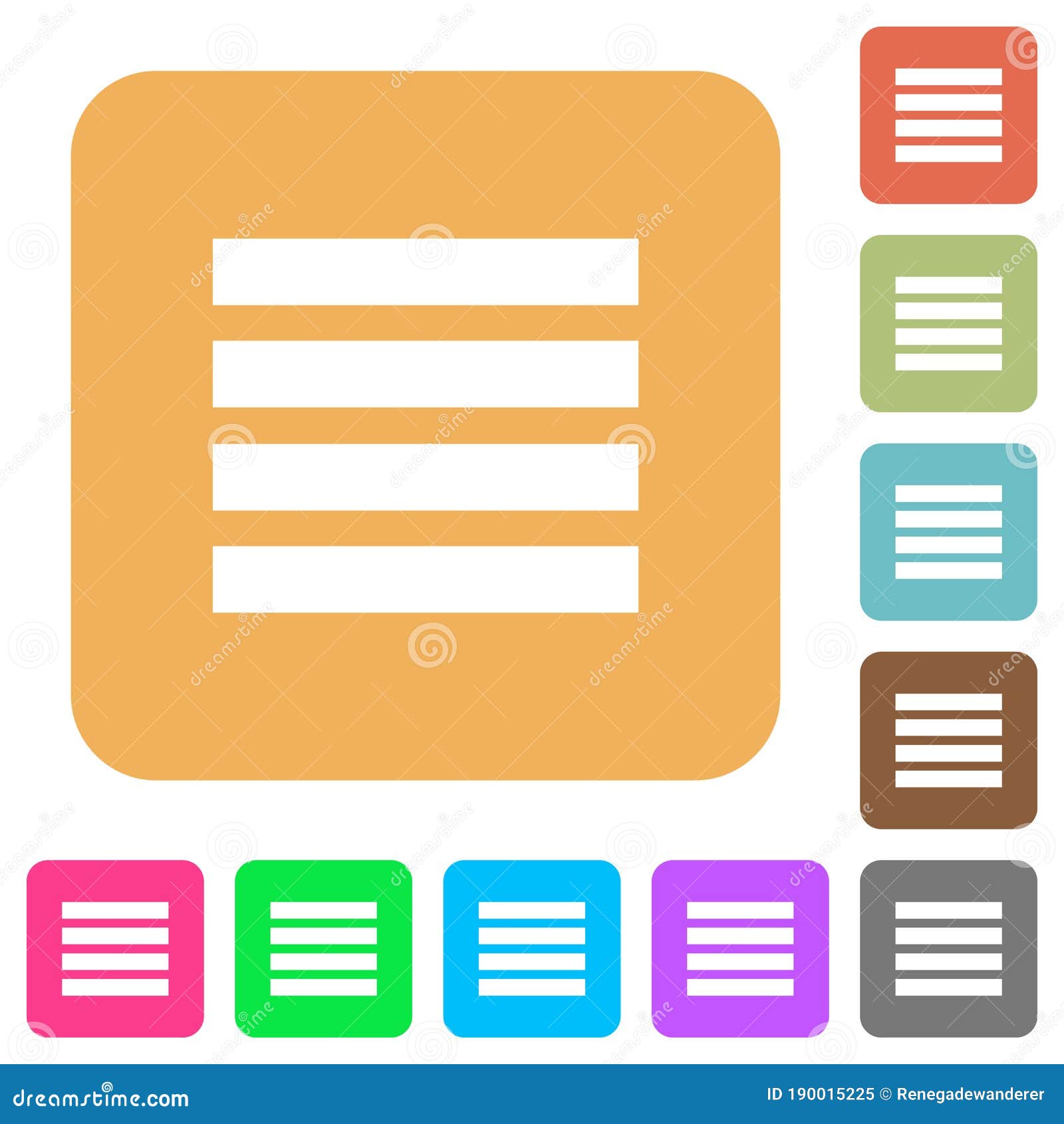 Text Align Justify Rounded Square Flat Icons Stock Vector - Illustration of plain, printing ...