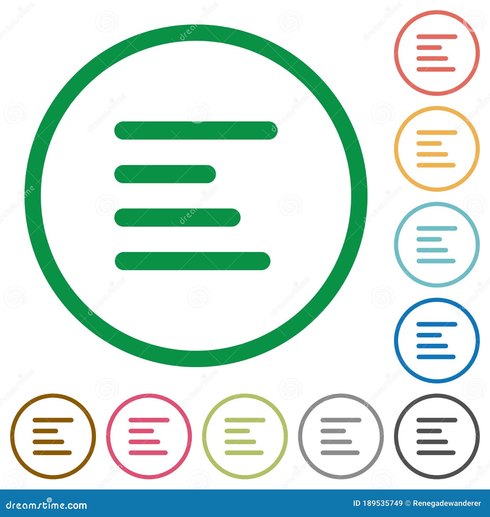 Text Align Left Flat Icons with Outlines Stock Vector - Illustration of magenta, application ...