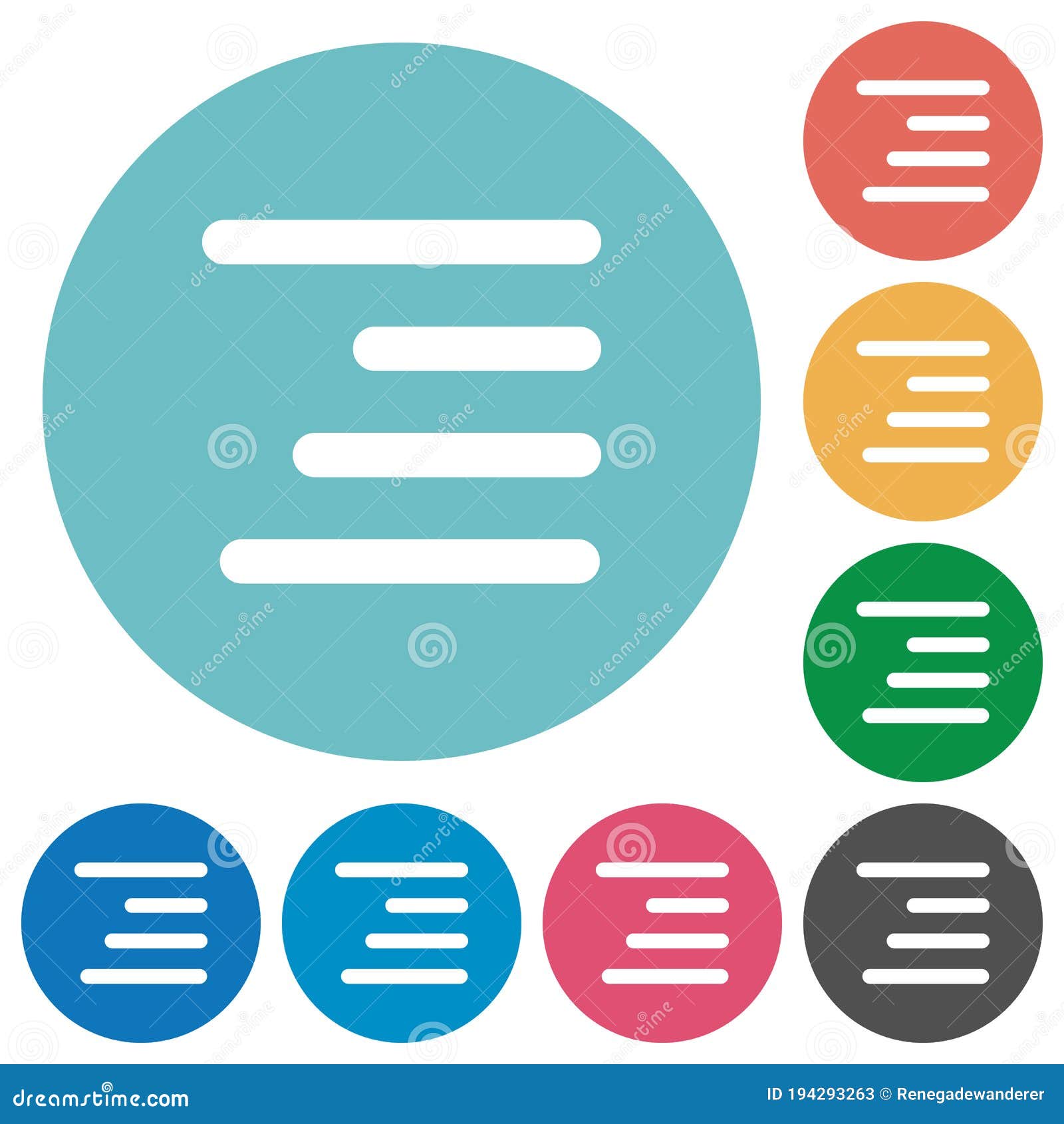 Text Align Right Flat Round Icons Stock Vector - Illustration of designing, editing: 194293263