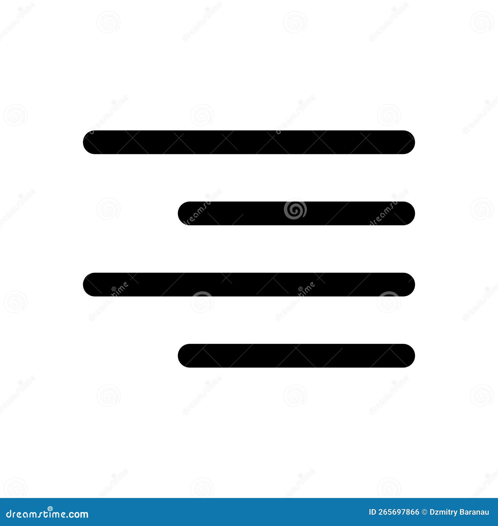 Text Align Right Icon Line Isolated on White Background. Black Flat ...