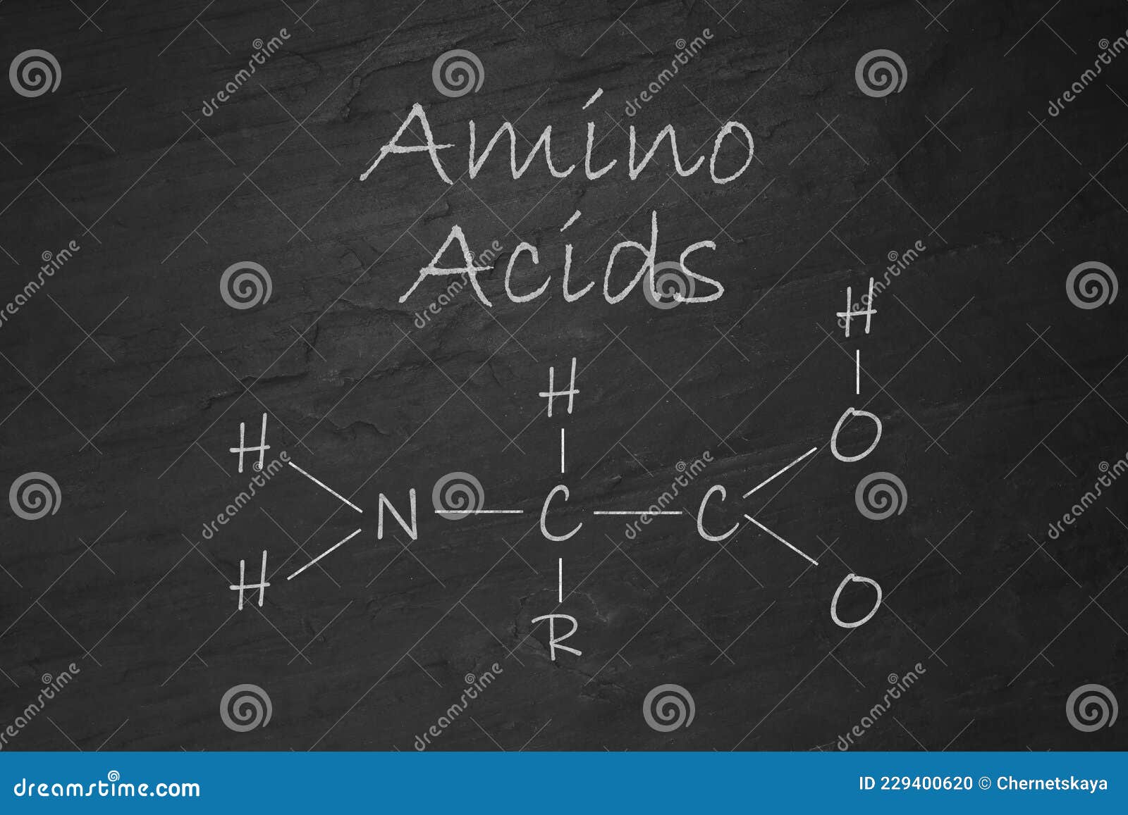 Text Amino Acids and Chemical Formula on Black Slate Surface Stock ...