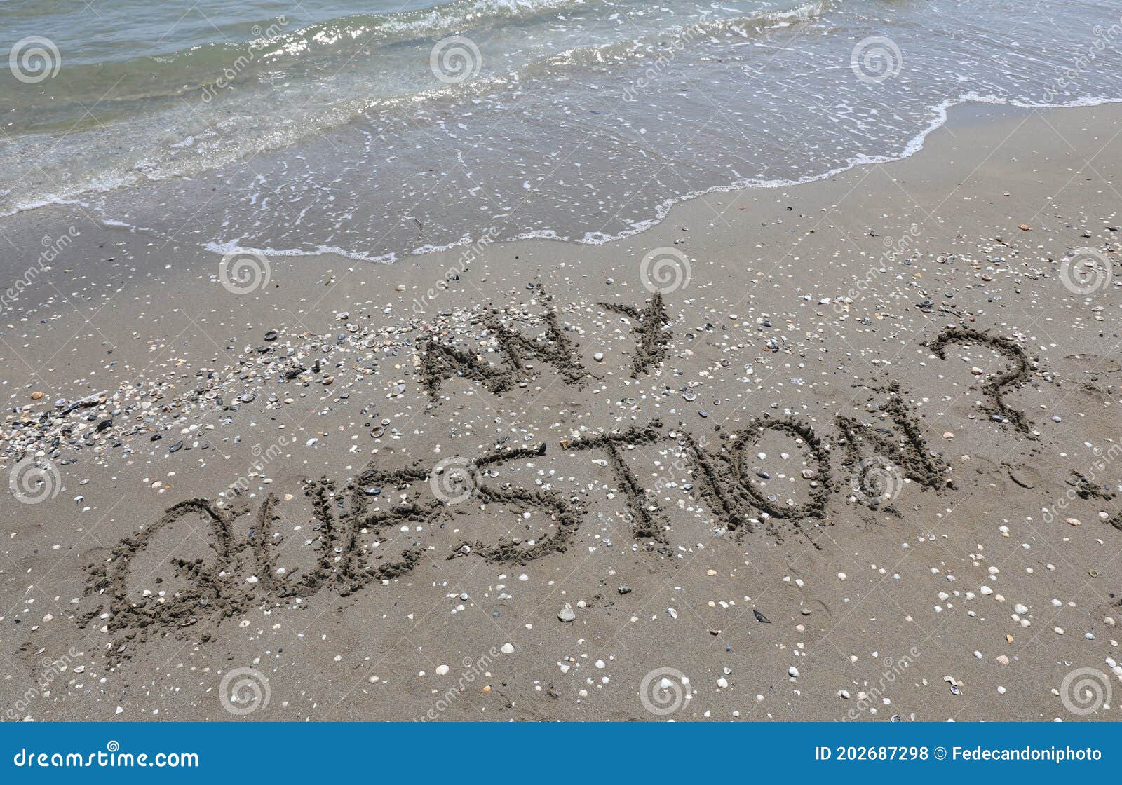 Text Any Question Written in the Sand of the Beach by the Sea Stock ...
