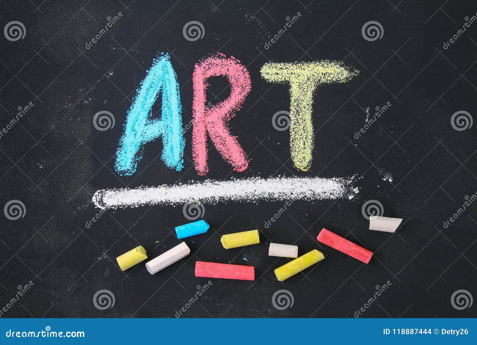 The Text of the Art is Drawn with Colorful Chalk on a Chalkboard. Stock ...