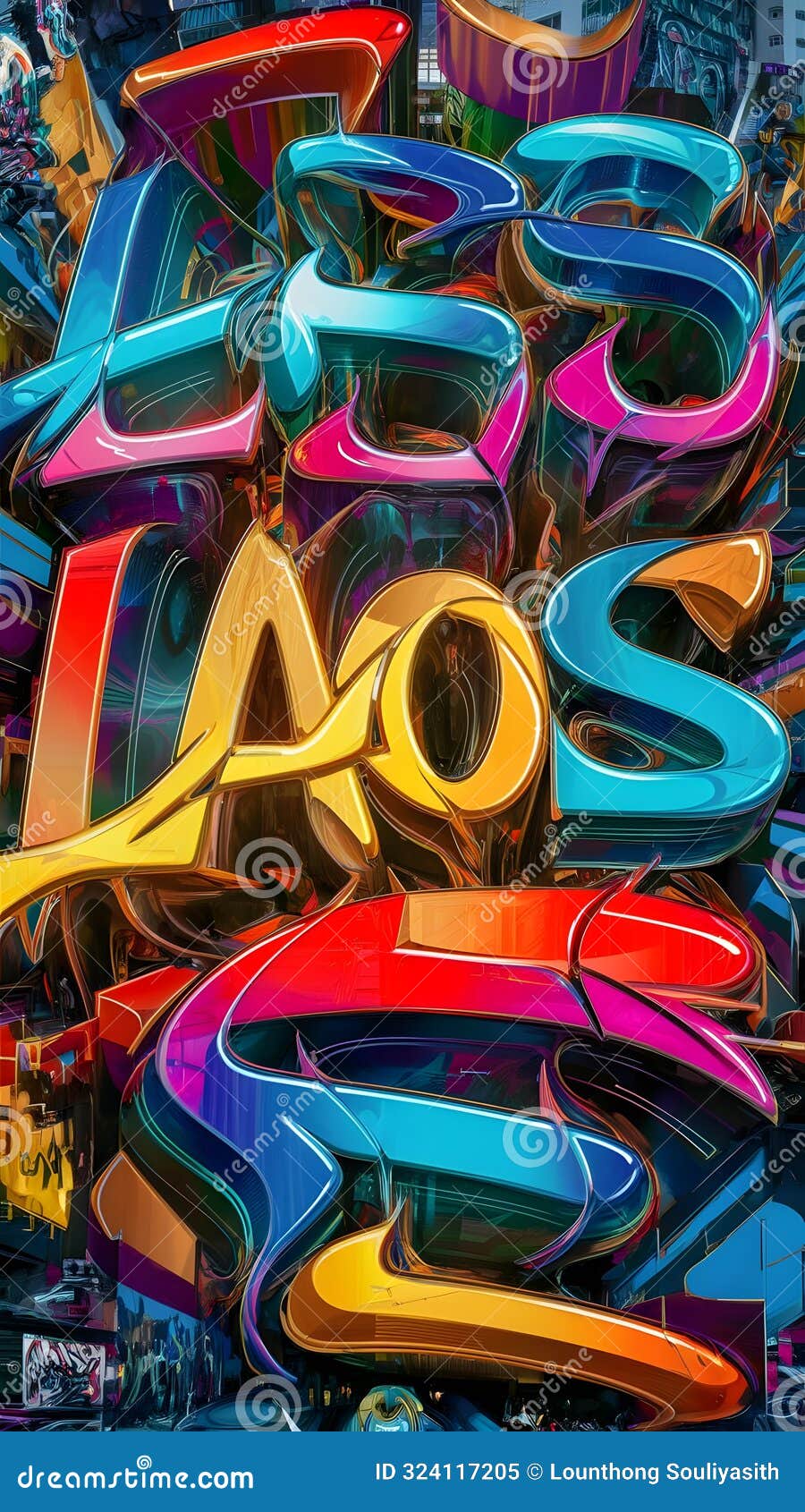 Text Art Graffiti LAOS, Illustrations Art Text, Text Color Effect 3d ...