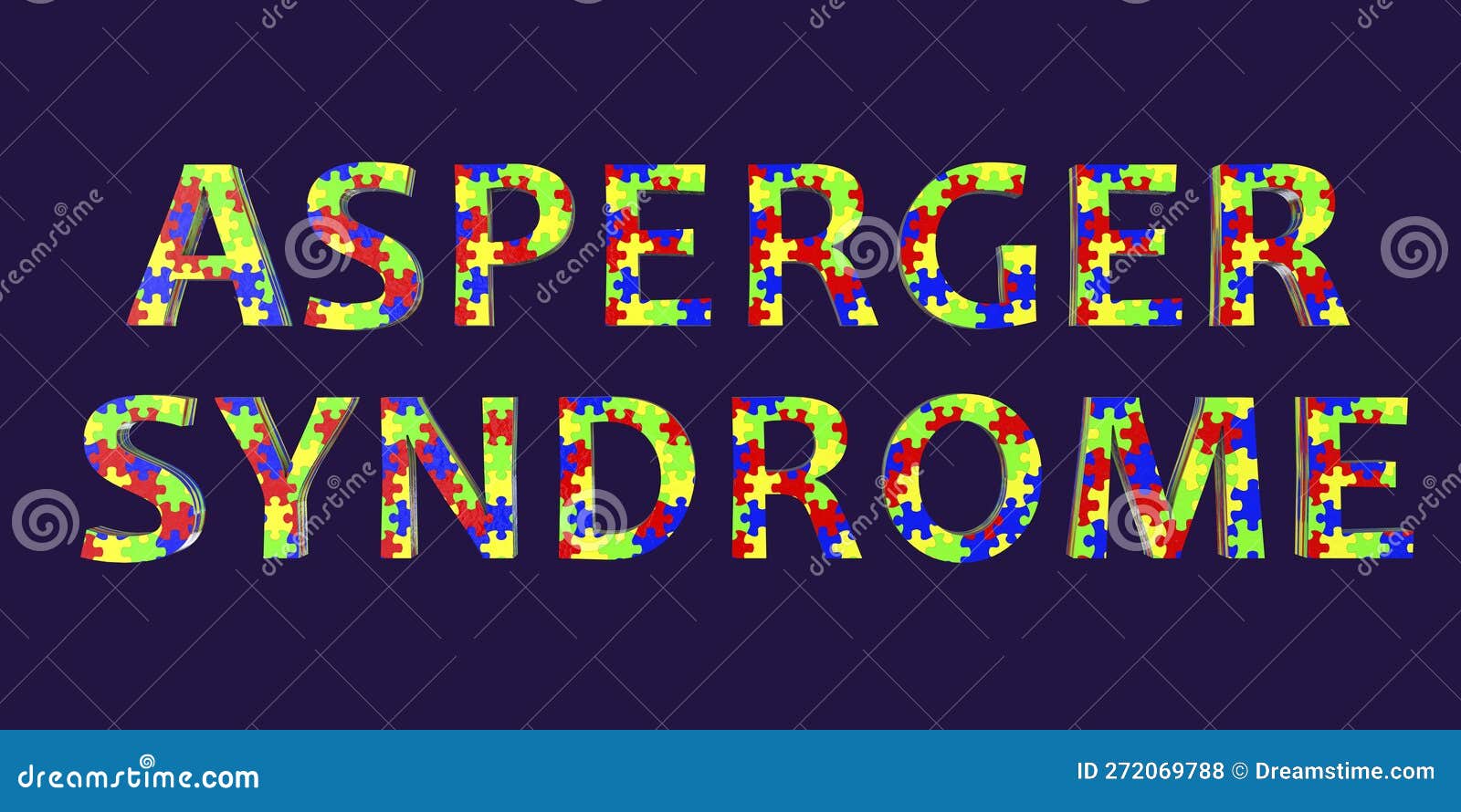 Asperger Syndrome, a Text Made of Colorful Puzzle Patterns, 3D ...