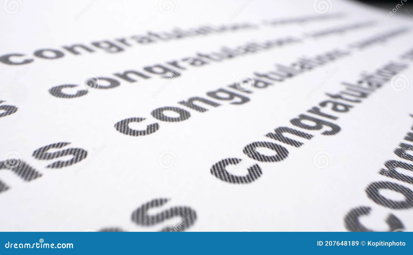 Text Background. Word Congratulation Printed on a Sheet of Paper with a ...