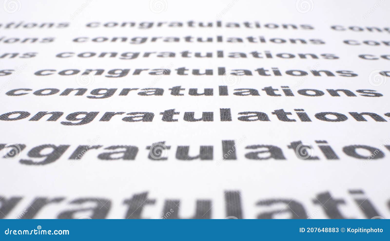 Text Background. Word Congratulation Printed on a Sheet of Paper with a ...