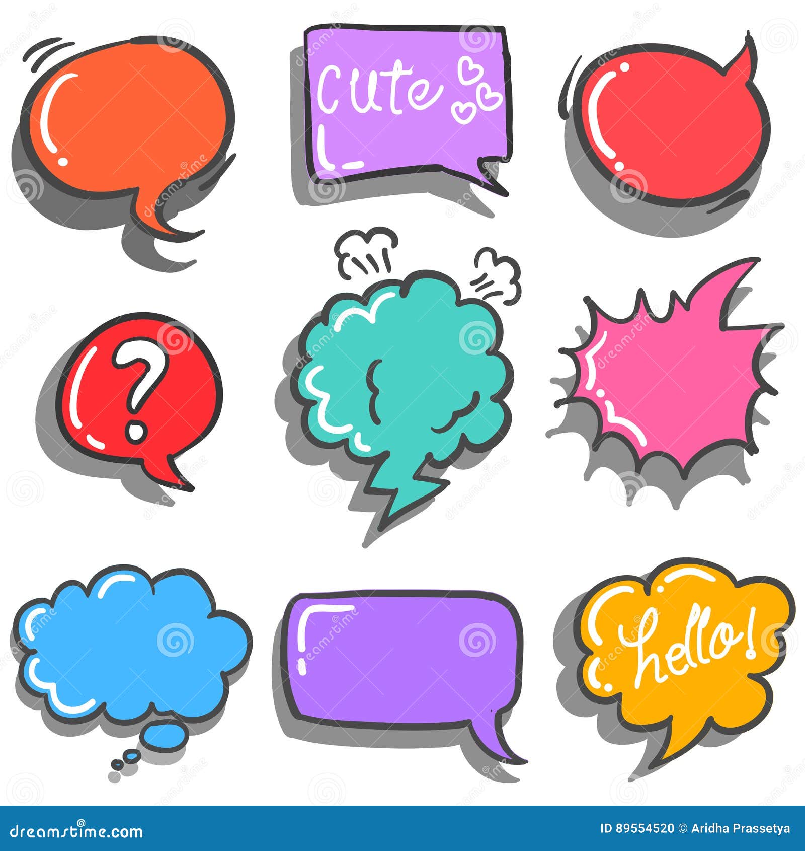 Text Balloon Colorful Style Doodles Stock Vector - Illustration of text ...