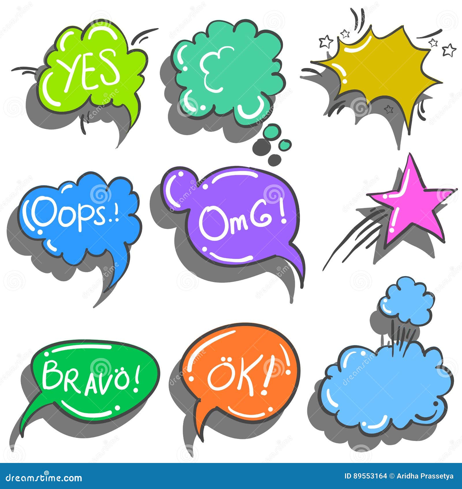 Text Balloon Style Collection Doodles Stock Vector - Illustration of ...