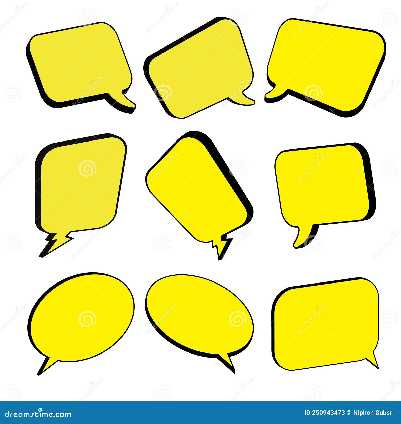 The Text Balloon Yellow Colour Bundle Vector Image Stock Vector ...