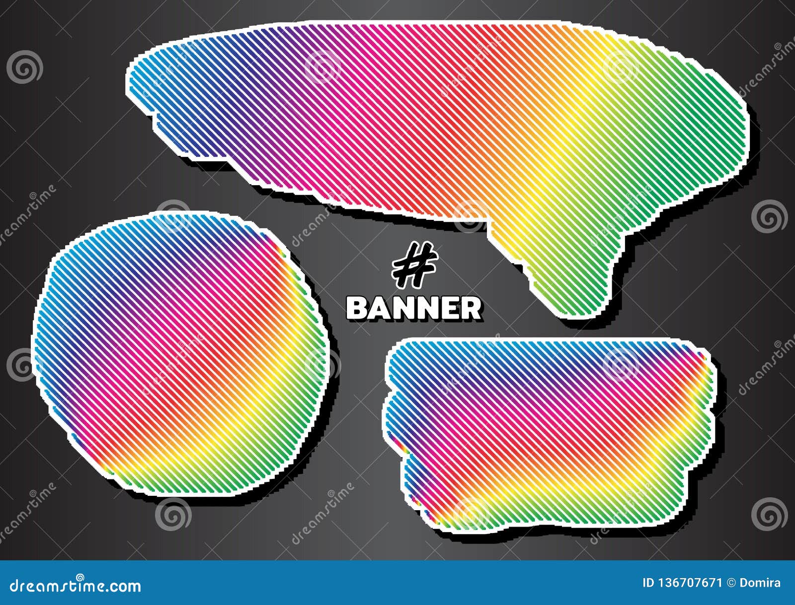 Text Banners, Speech Bubbles for Message. Rainbow Banners for ...