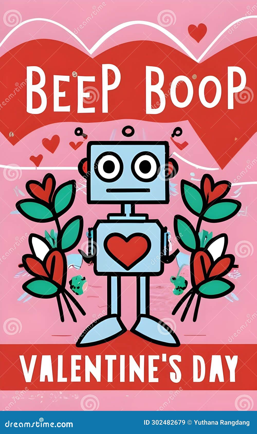 Text Beep Boop Logo for Valentine S Day of a Robot in a Suit. Stock ...