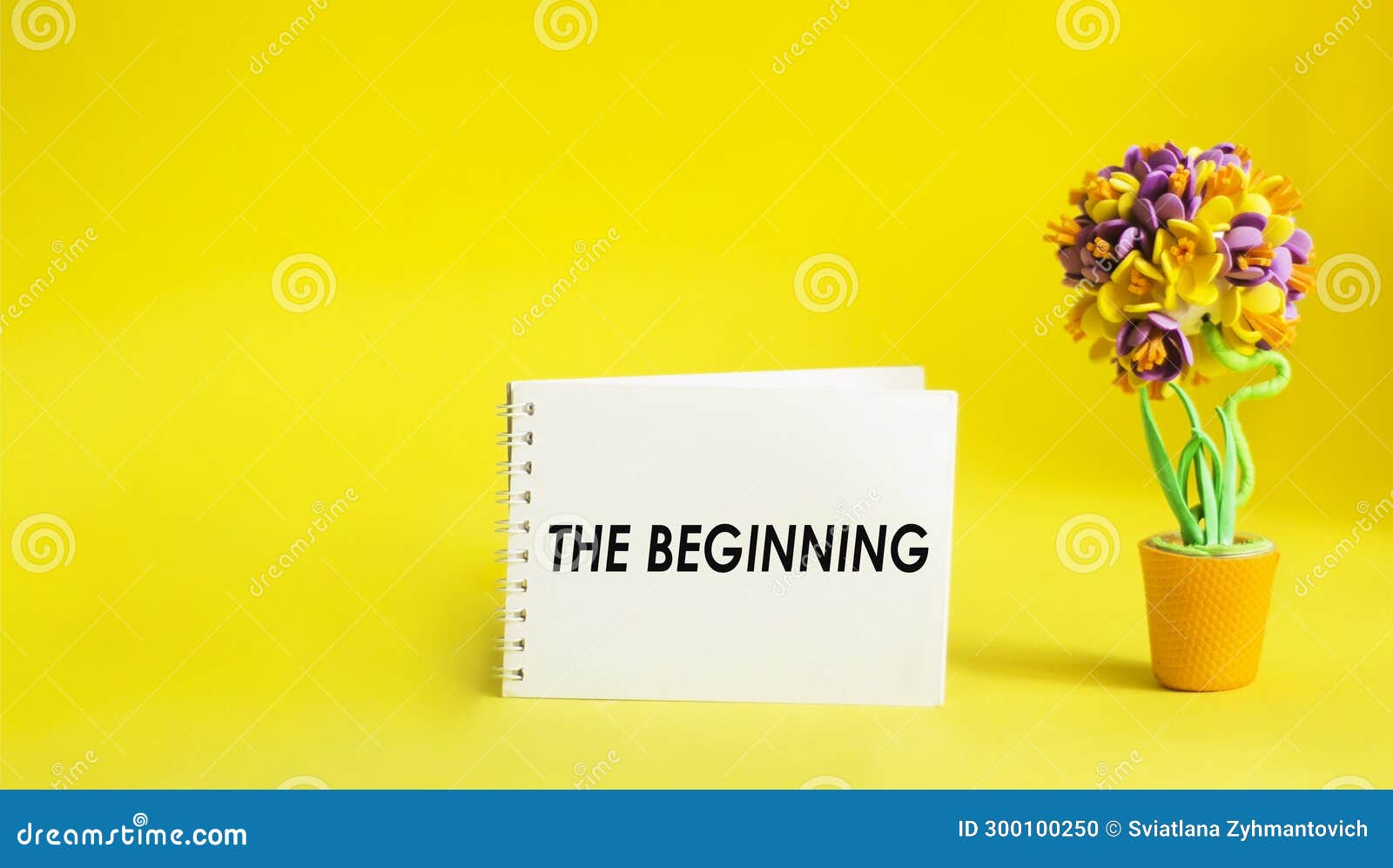 Text Beginning Written on a Notepad and Yellow Background Stock Photo ...