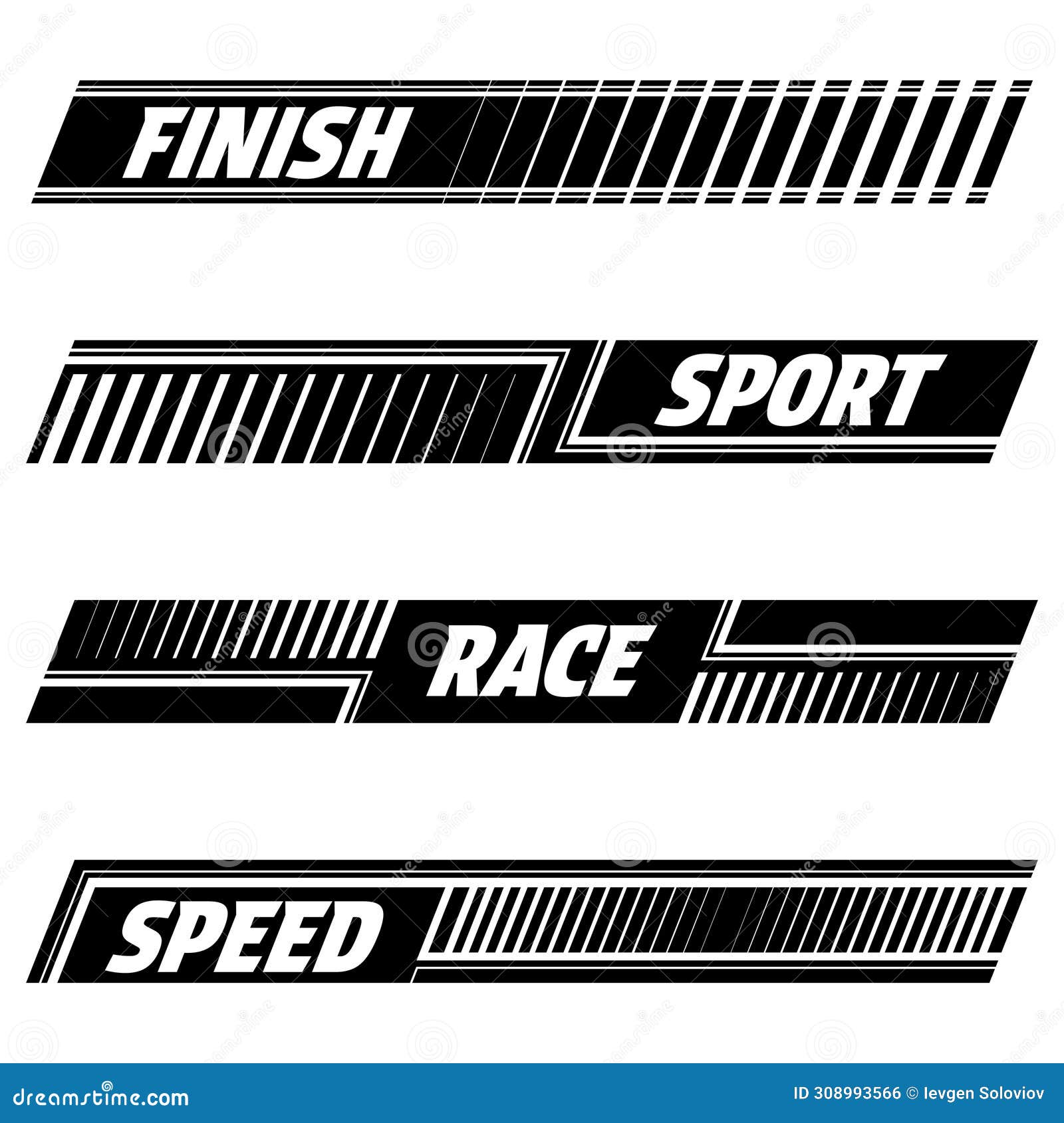 Text Black Sport Decals Set Stock Vector - Illustration of automobile ...