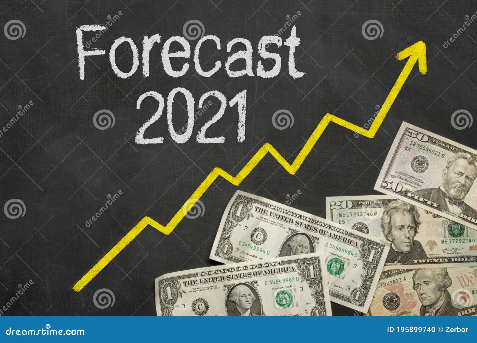 Text on Blackboard with Money - Forecast 2021 Stock Photo - Image of ...