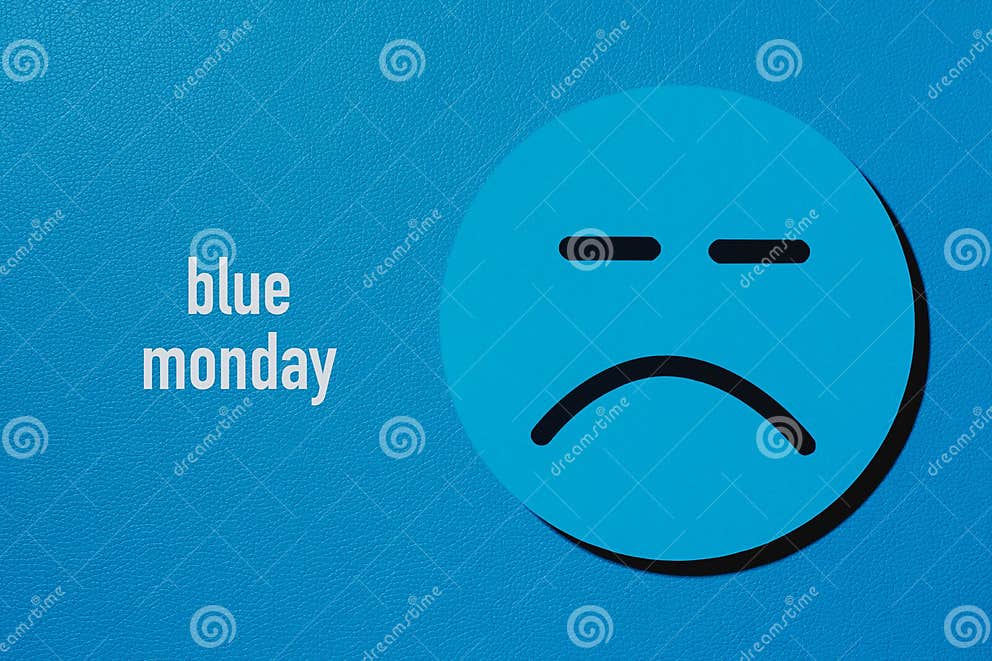 The Text Blue Monday and Sad Face Stock Illustration - Illustration of ...