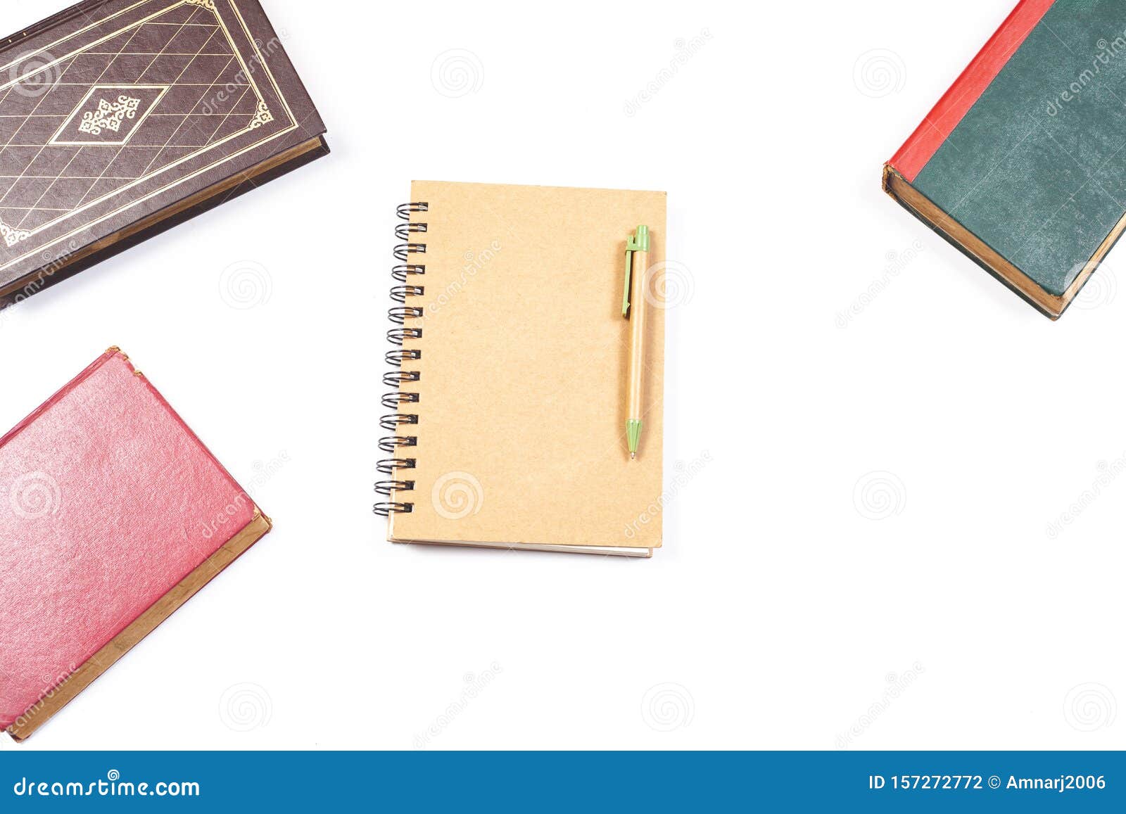 Text Book and Book Note with a Pen Stock Photo - Image of flat ...