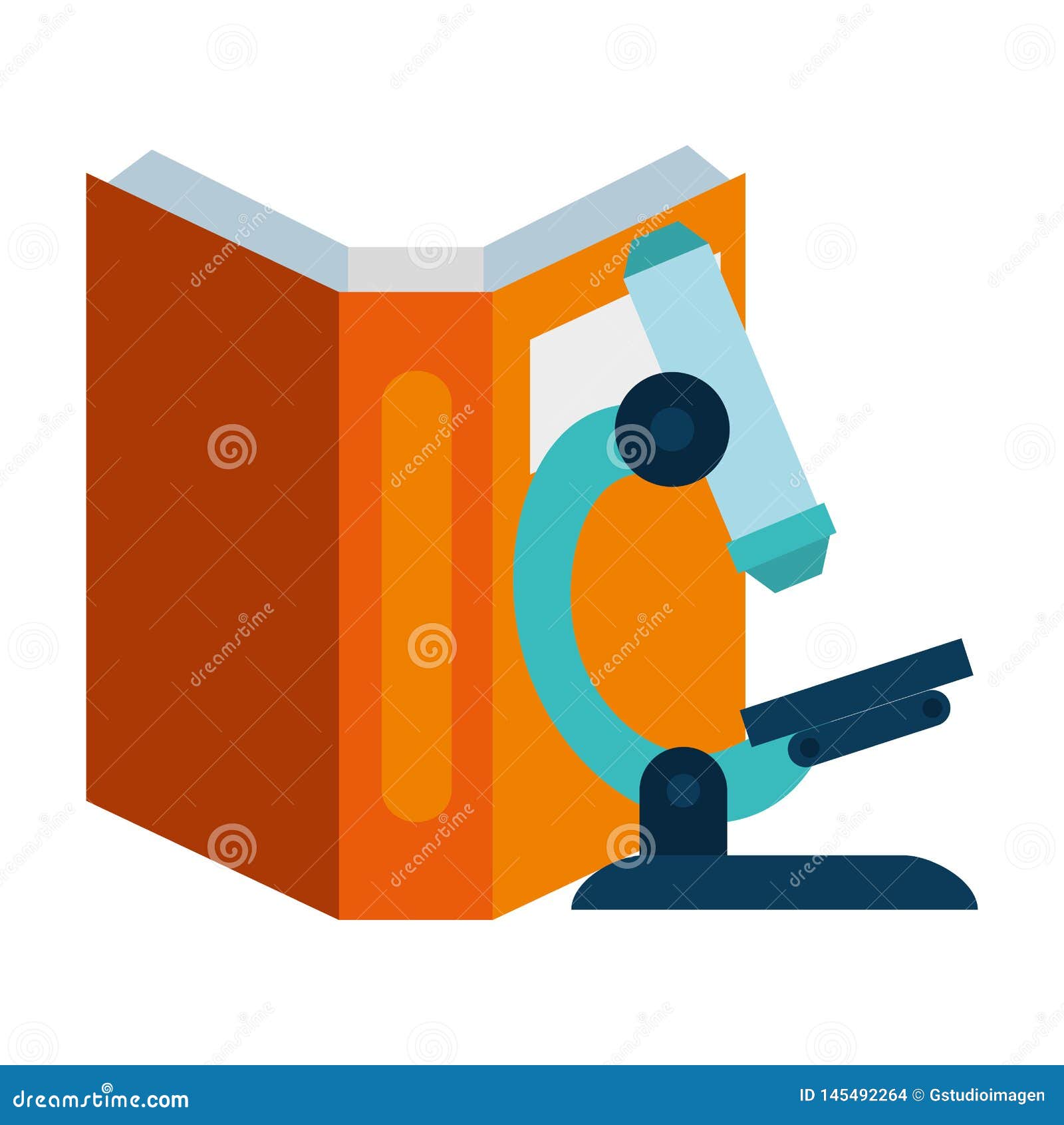 Text book with microscope stock illustration. Illustration of author ...