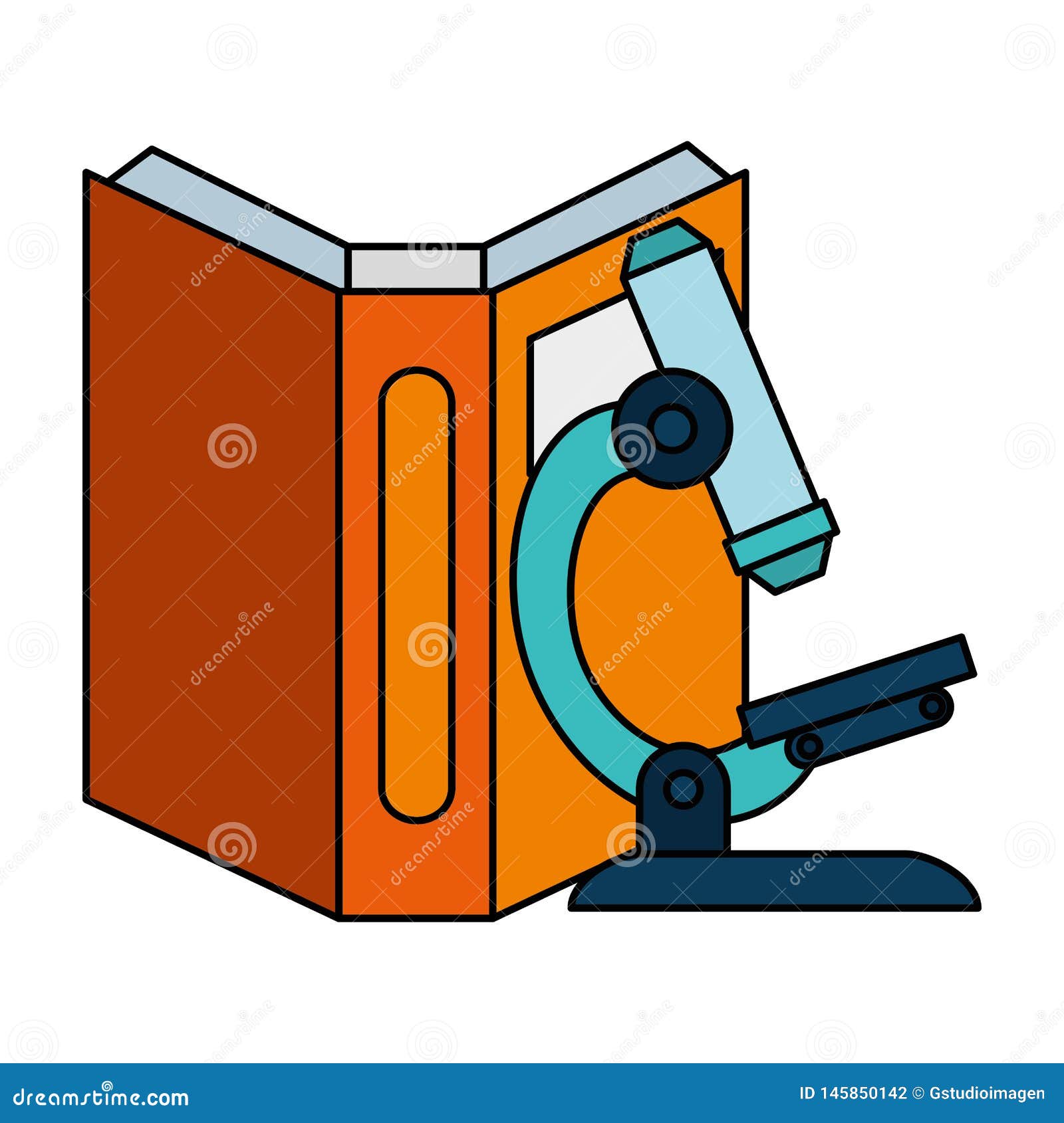Text book with microscope stock illustration. Illustration of library ...