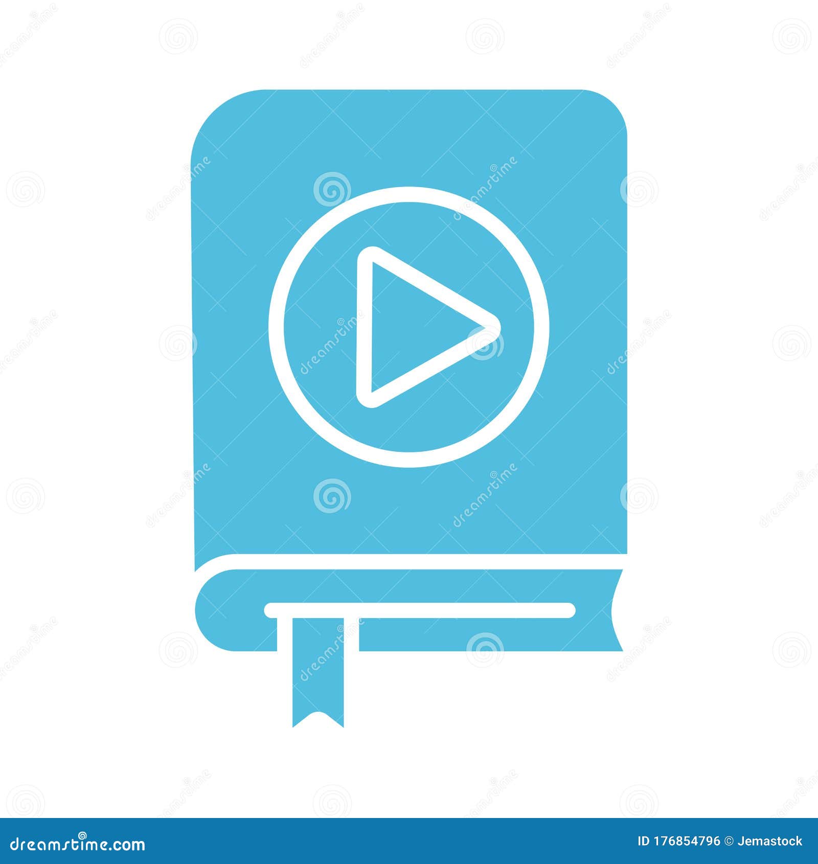 Text Book with Play Button Silhouette Style Icon Stock Vector ...