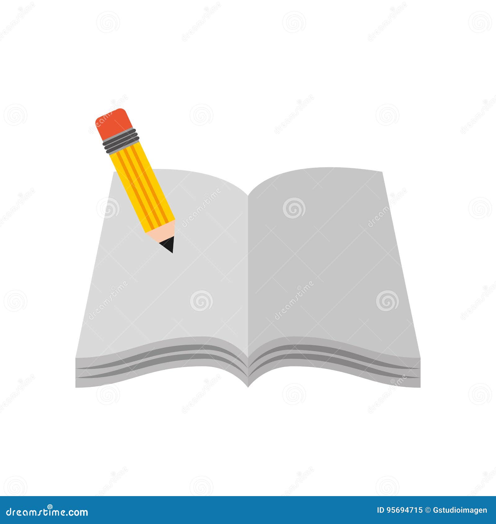 Text Book School with Pencil Stock Vector - Illustration of simple ...