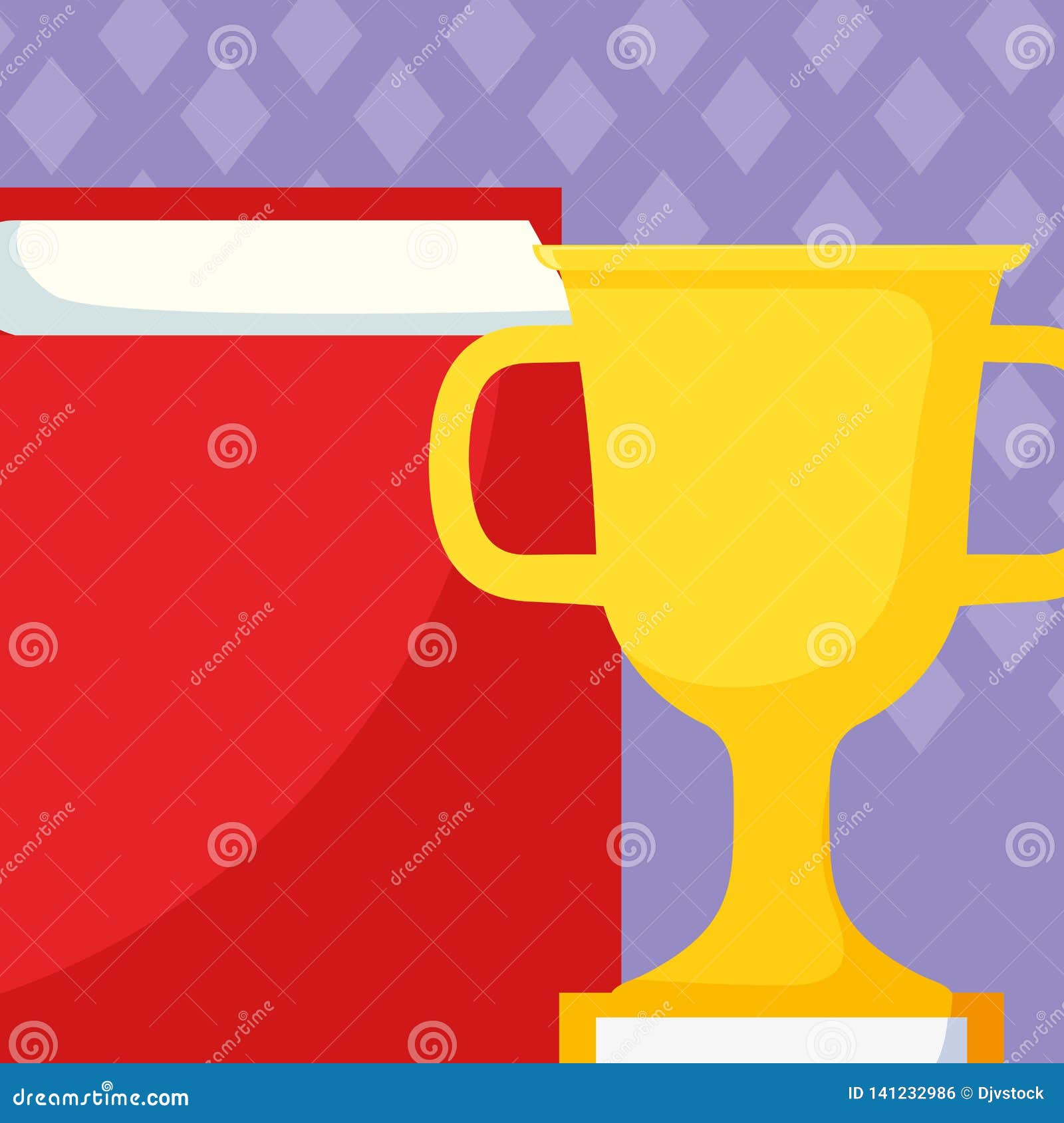 Text book and trophy cup stock vector. Illustration of print - 141232986