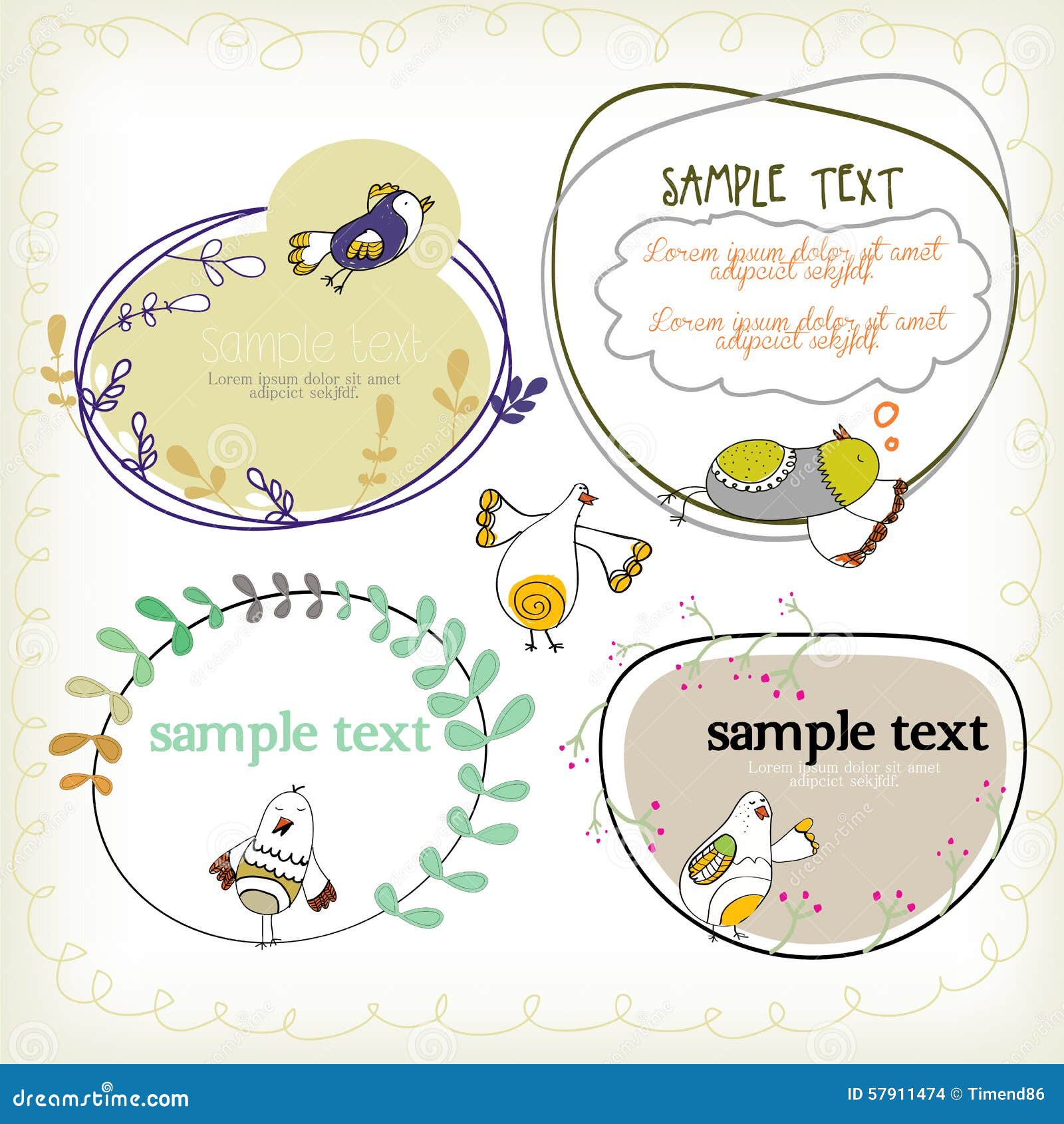 Text box with birds stock vector. Illustration of note - 57911474