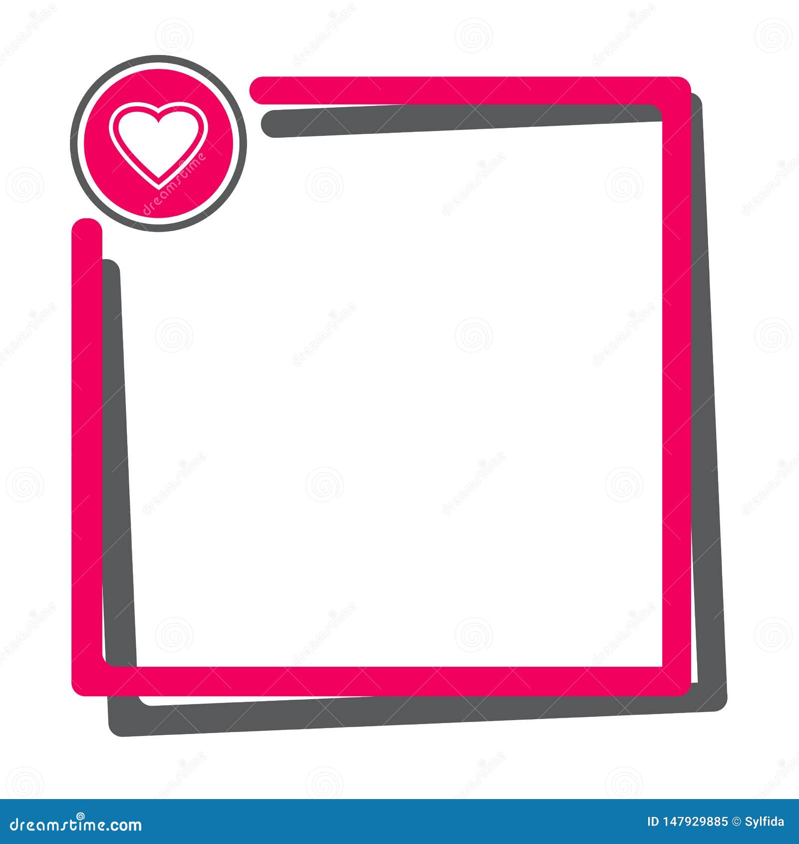 Text Box with Button of Heart. Pink and Dark Gray Frame for Your Text ...
