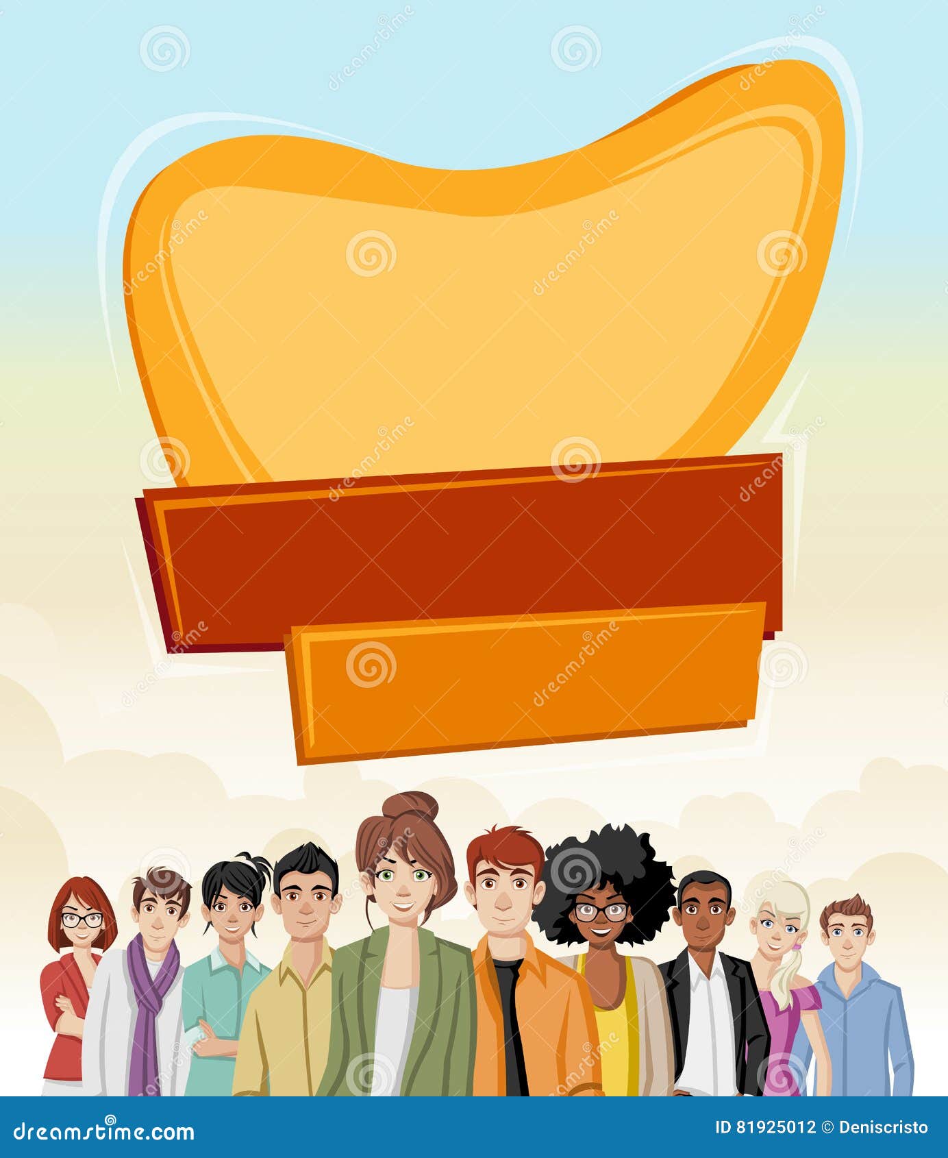 Text box frame with people stock vector. Illustration of brunet - 81925012