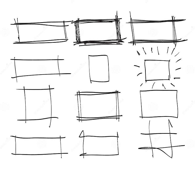 Text Box and Frames.Set Hand Drawn Rectangle,art Illustration St Stock ...