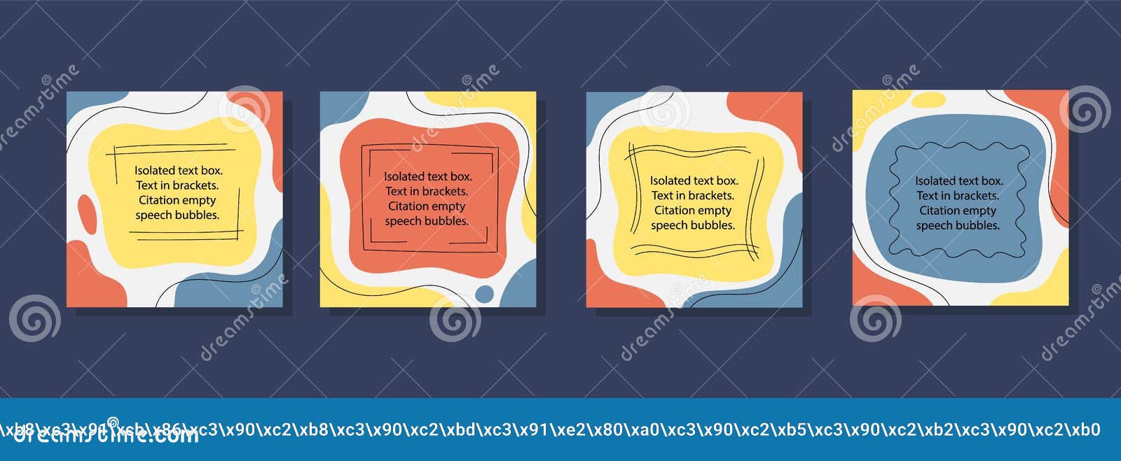 Text Box Frames, Social Media Templates. Square Doodle Forms with Tag ...