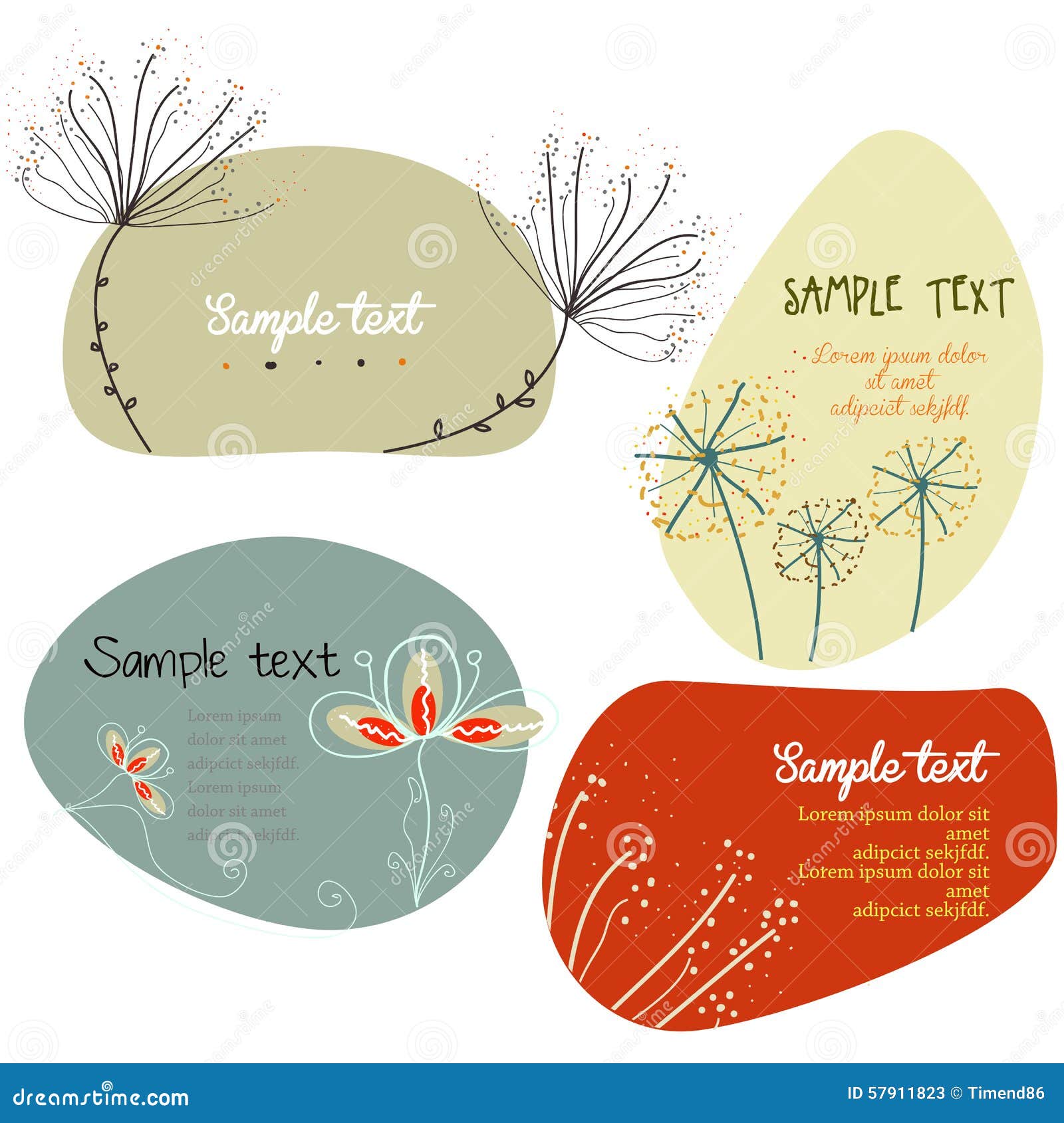 Text Box with Hand Drawn Flower Stock Vector - Illustration of draw ...