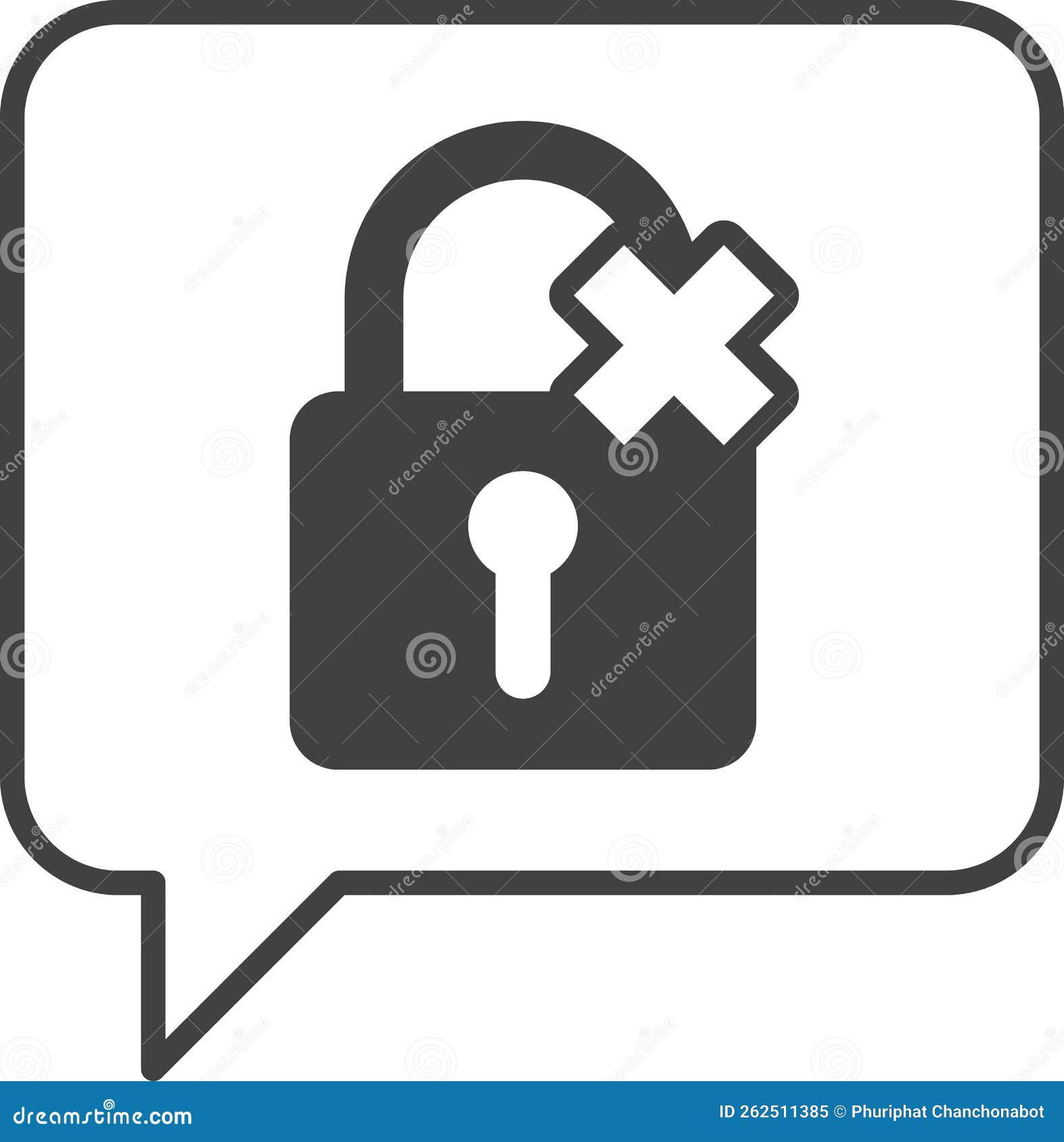Text Box with Padlock and Wrong Sign Illustration in Minimal Style ...