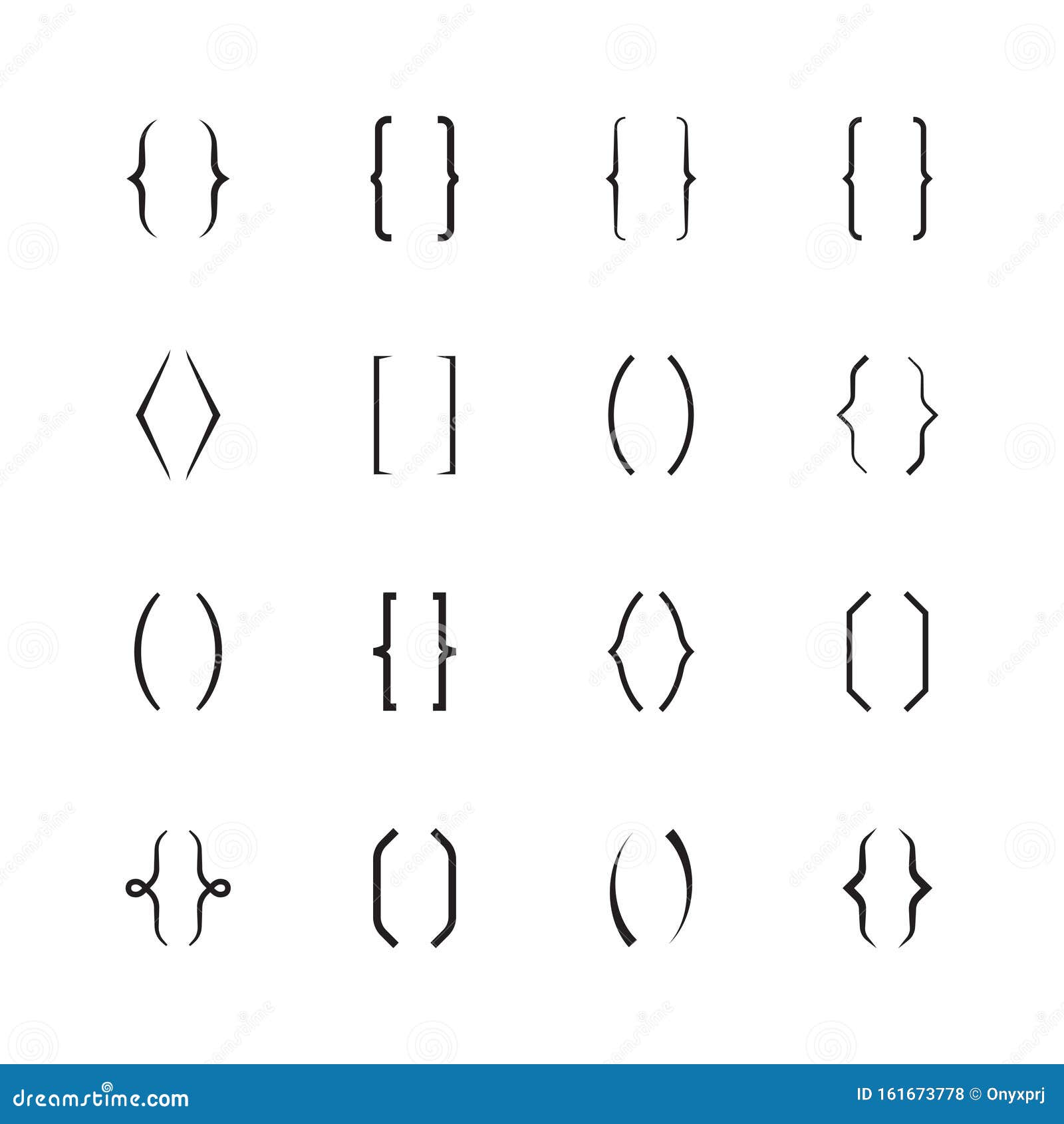 Text Braces. Curly Text Quote Elements Print Parenthesis Symbols Vector ...