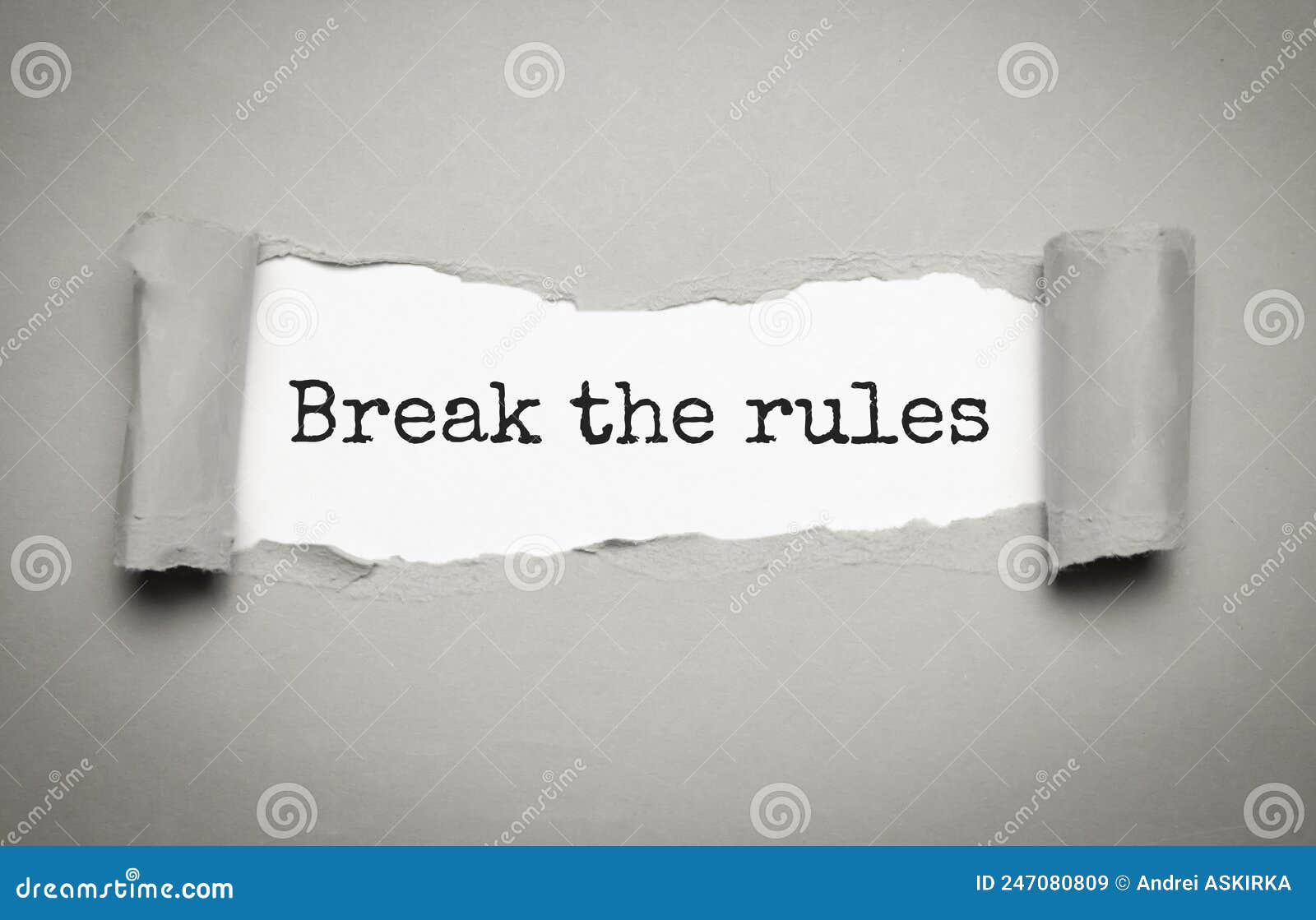 The Text Break the Rules Appearing Behind Torn Brown Paper Stock Image ...