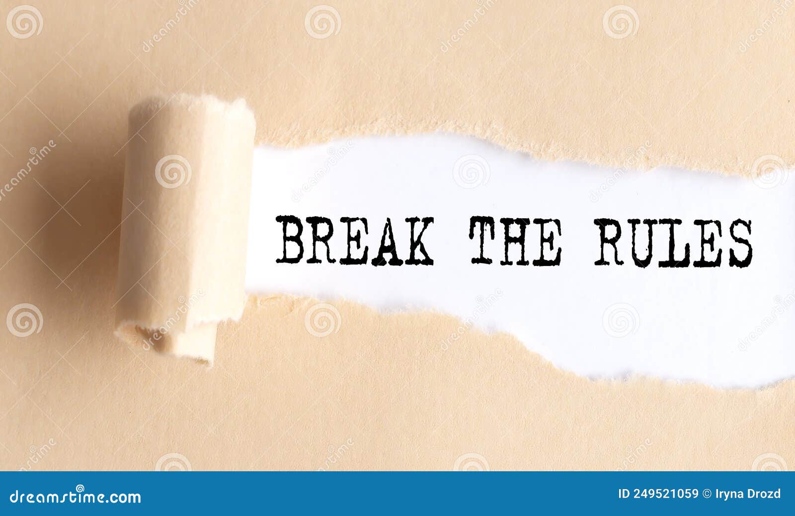 The Text Break The Rules Appears On A Torn Paper On White Background ...