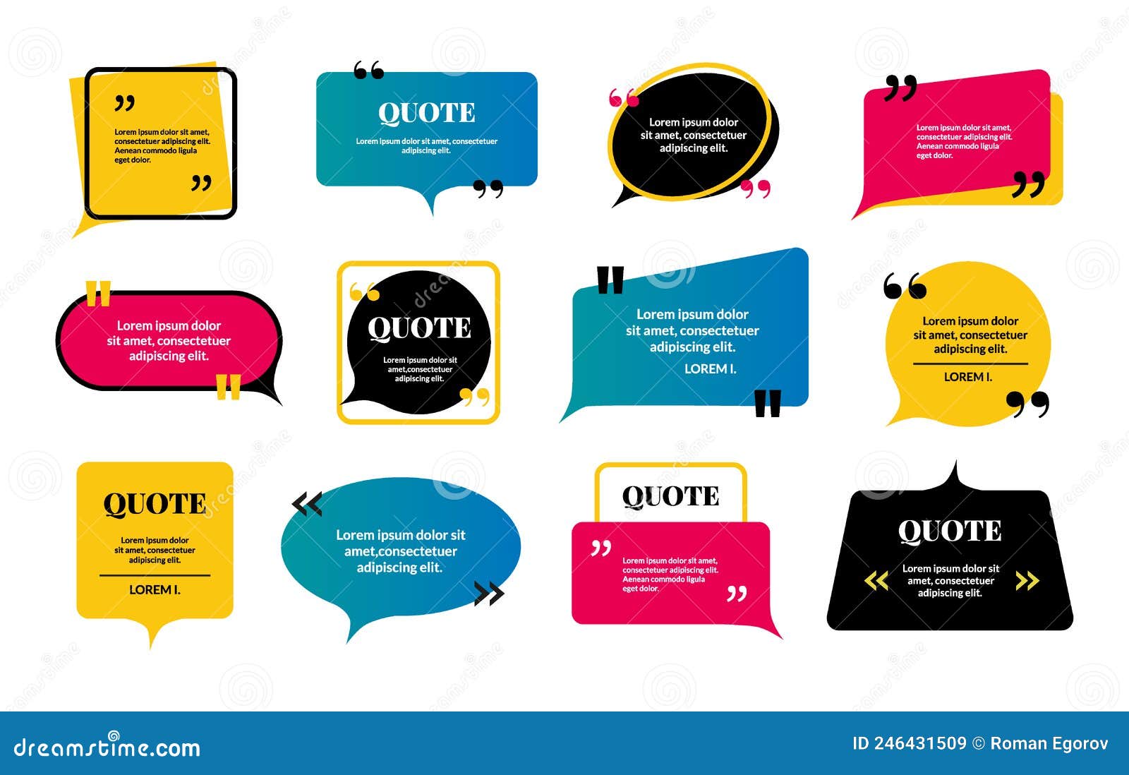 Text Bubble. Modern Message with Frame. Citation Borders with Commas ...