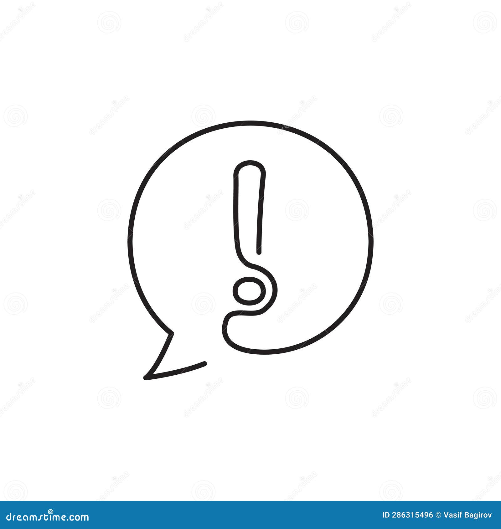 Text Bubble One Line Icon, Attention One Line Icon. Simple One Line ...