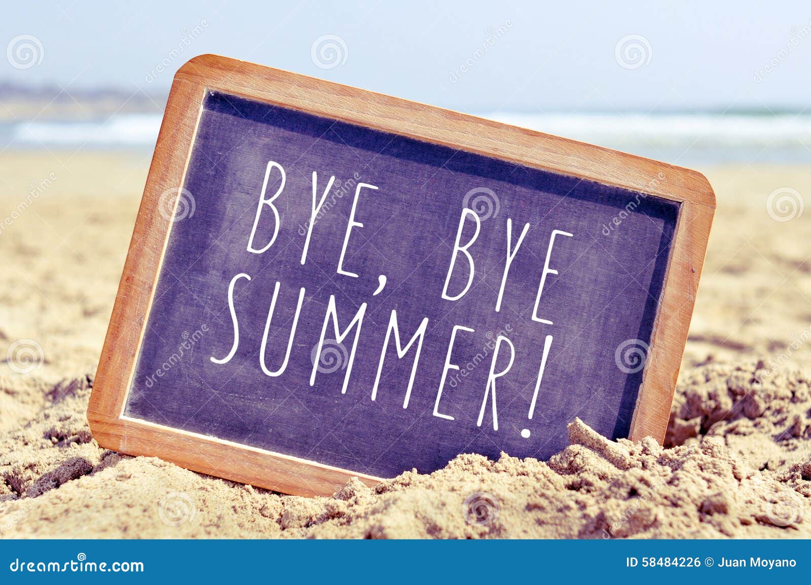 Text Bye, Bye Summer in a Chalkboard on the Beach Stock Photo - Image ...