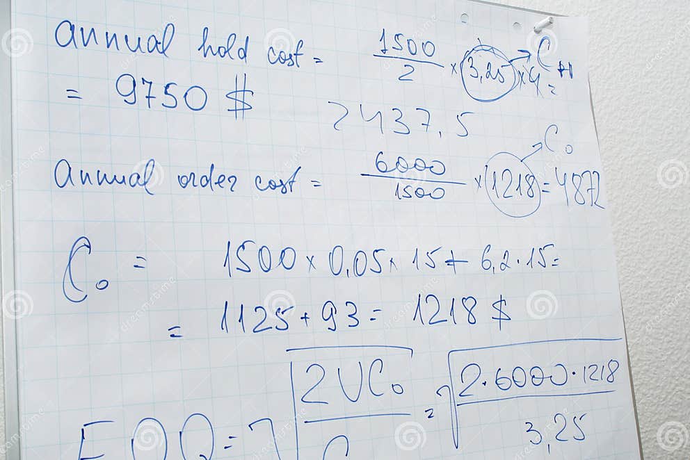 Text of Calculations on Paper Stock Photo - Image of room, seminar: 2100166