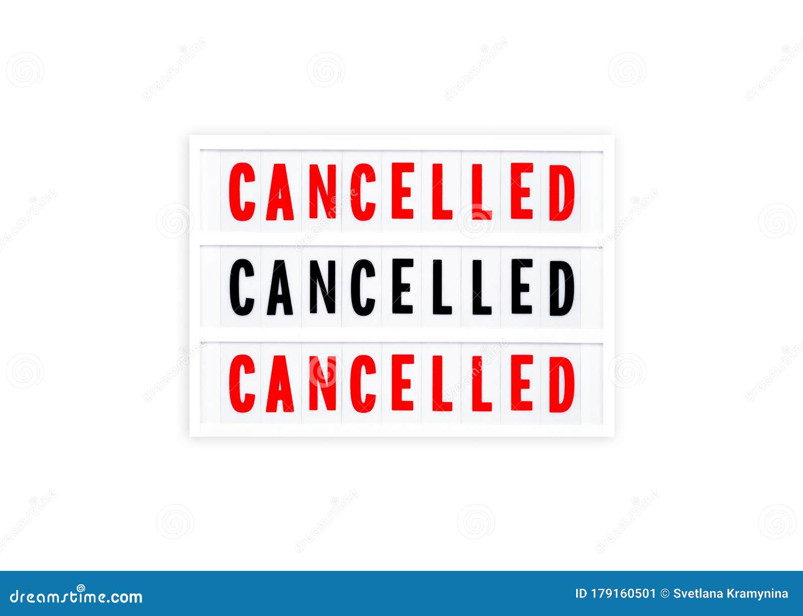 Text CANCELLED on Light Box. Text Background. Stock Illustration ...